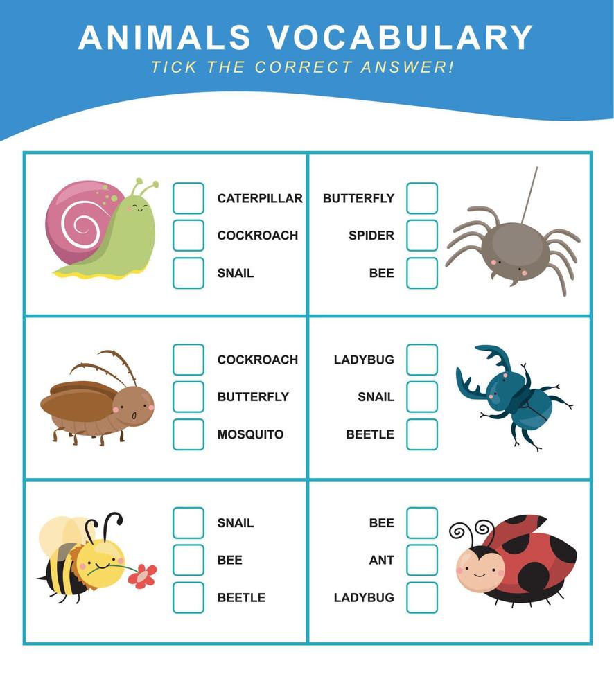Choose the correct answer. Animals vocabulary. Worksheet for preschool ...