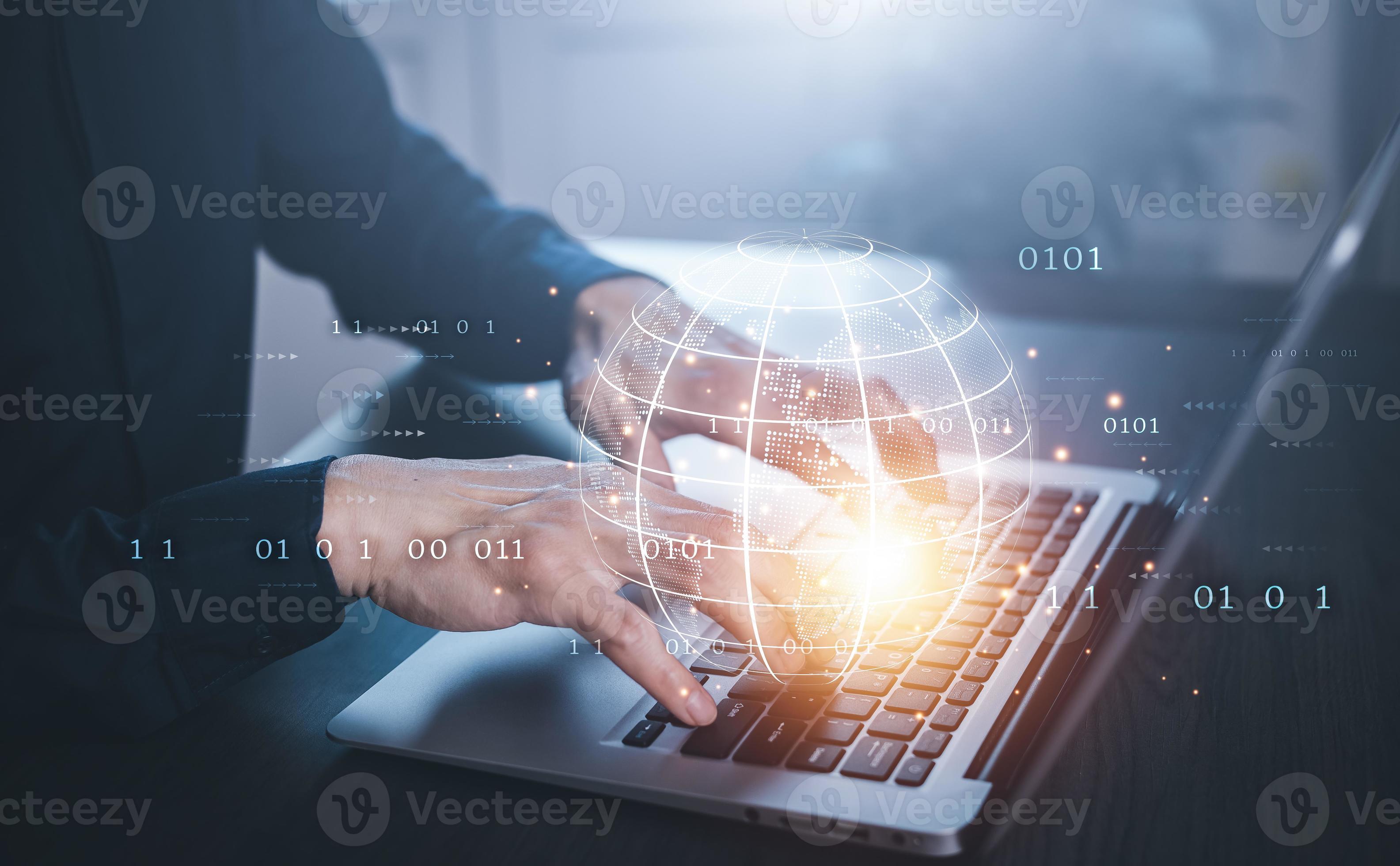 Businessman Hand Touch With Code Html And Programming On Screen Laptopprogrammer Development