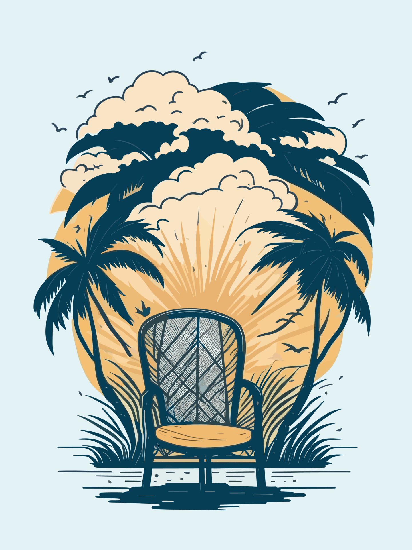 Vintage Beach Scene Vector Art, Icons, and Graphics for Free Download