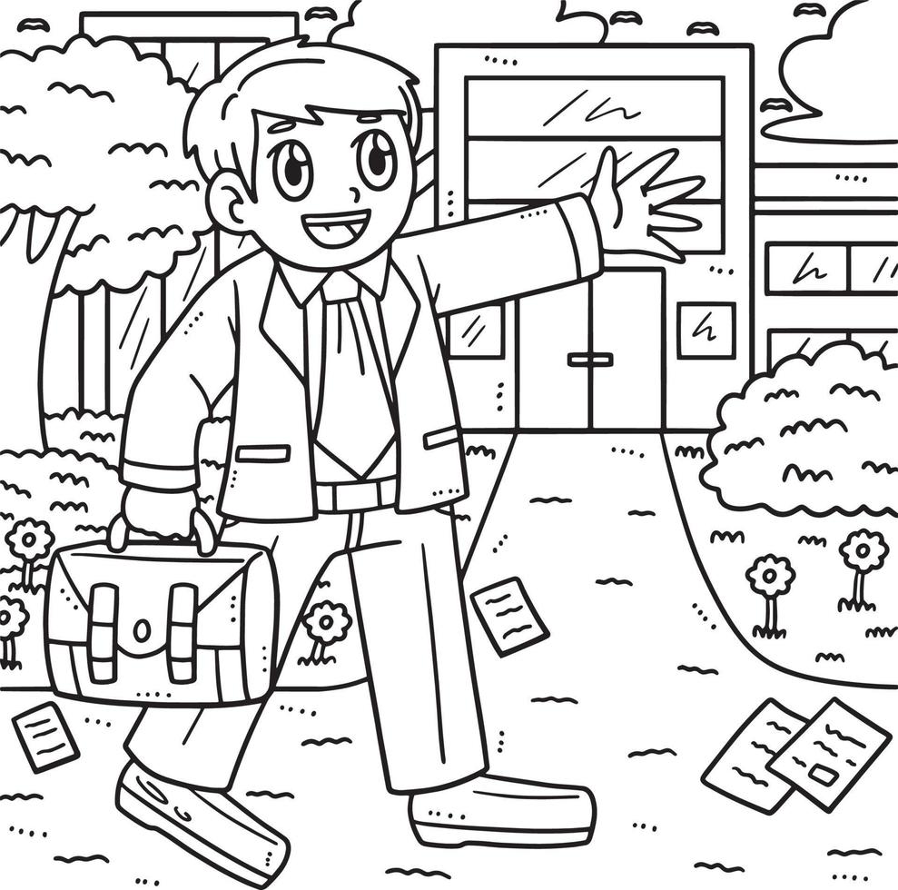Labor Day Office Worker Coloring Page for Kids 23058960 Vector Art at ...