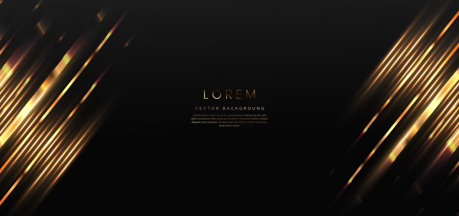 Abstract elegant black background with golden lines and lighting effect sparkle. Luxury template ...
