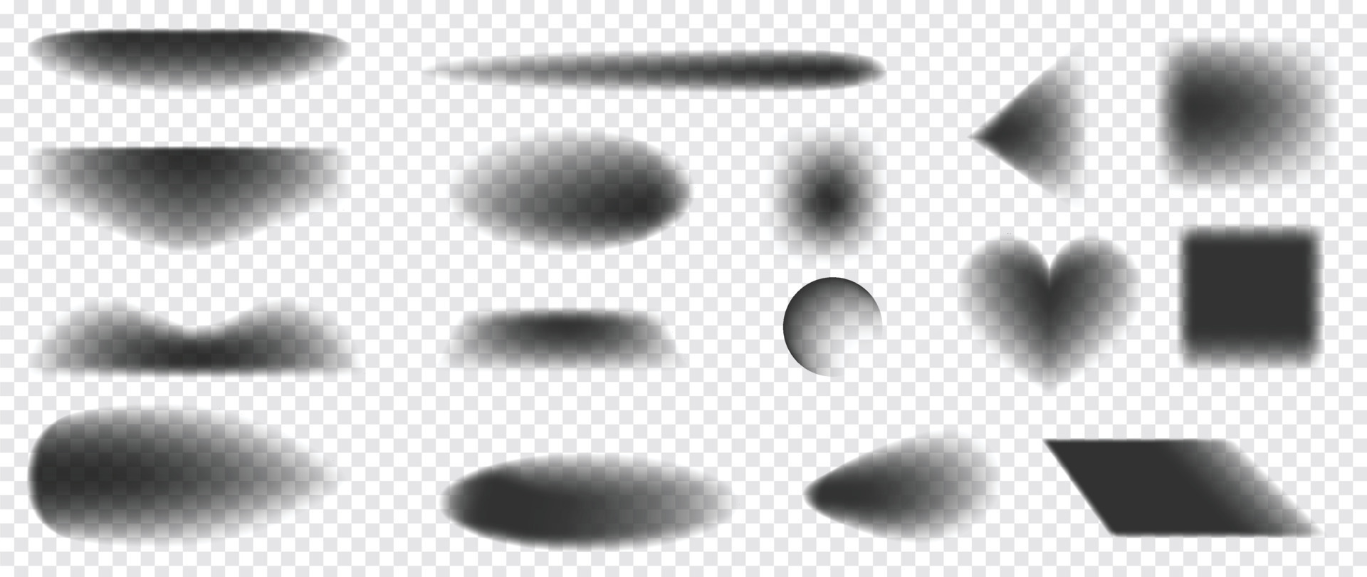 Abstract Gradient Shadow Effect On White Background Vector Set Of Realistic Shadow Different