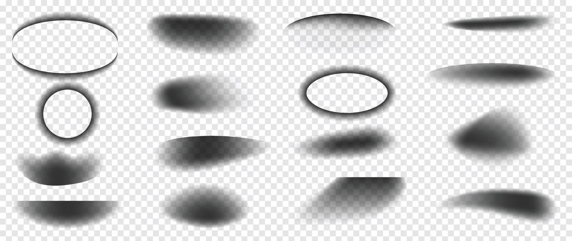 Abstract gradient shadow effect on white background vector. Set of realistic shadow different ...