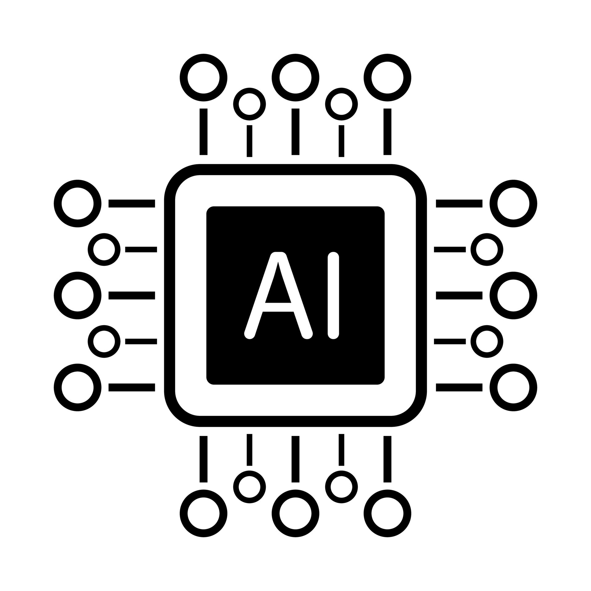 Artificial Intelligence Ai Processor Chip Vector Icon Symbol For