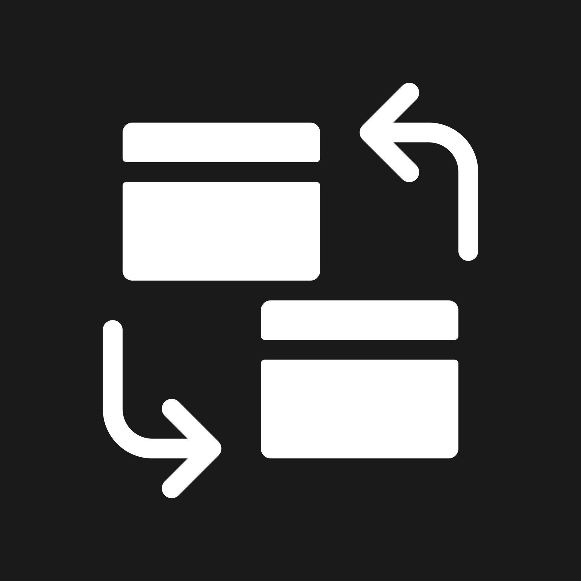 Intra bank transfer dark mode glyph ui icon. Same bank accounts transfer. User interface design ...