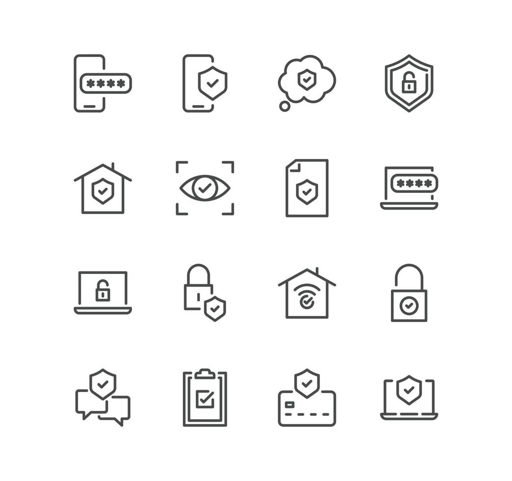 Set Of Security Related Icons Digital Lock Cyber Security Password