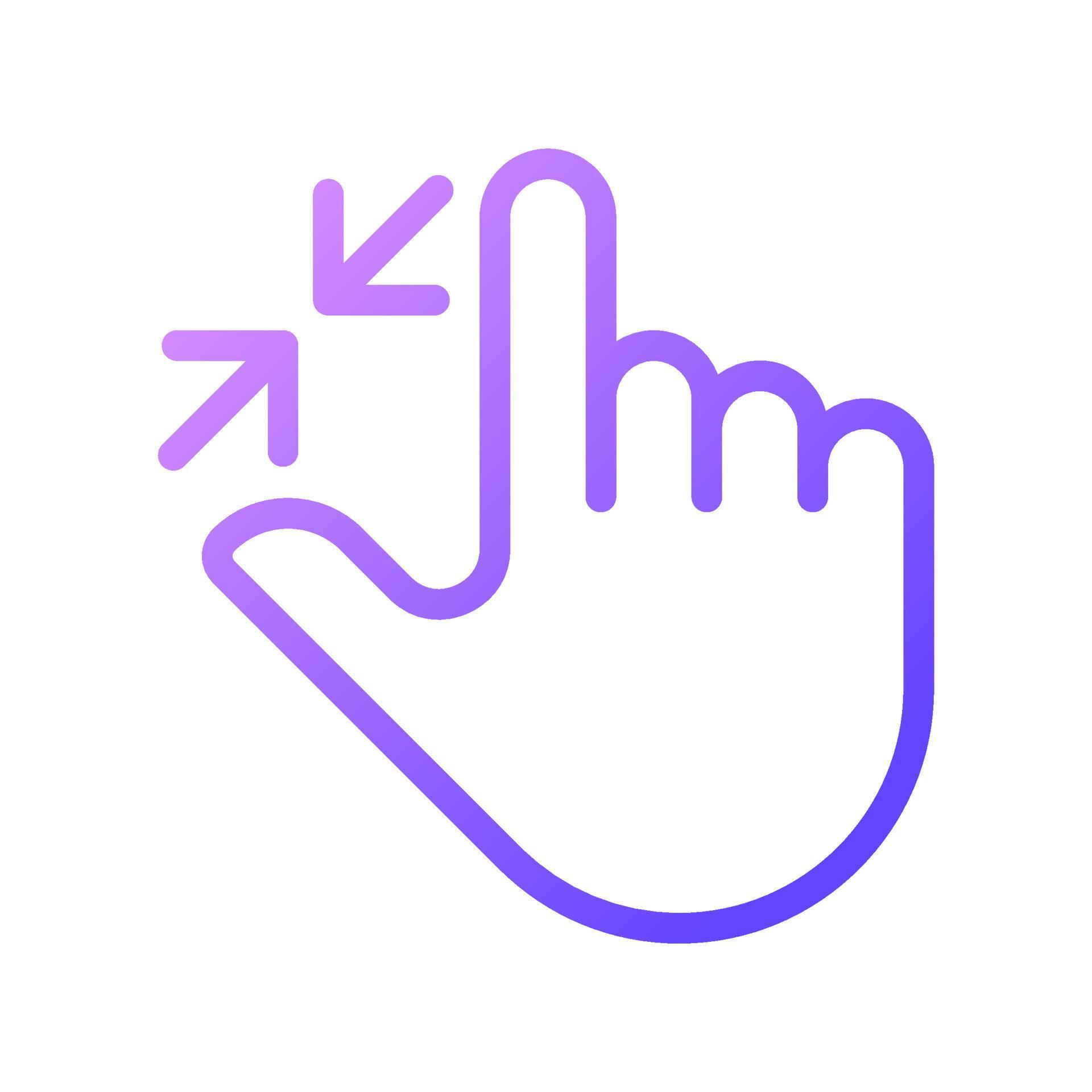 Zoom out touch gradient linear vector icon. Multi touch technology ...
