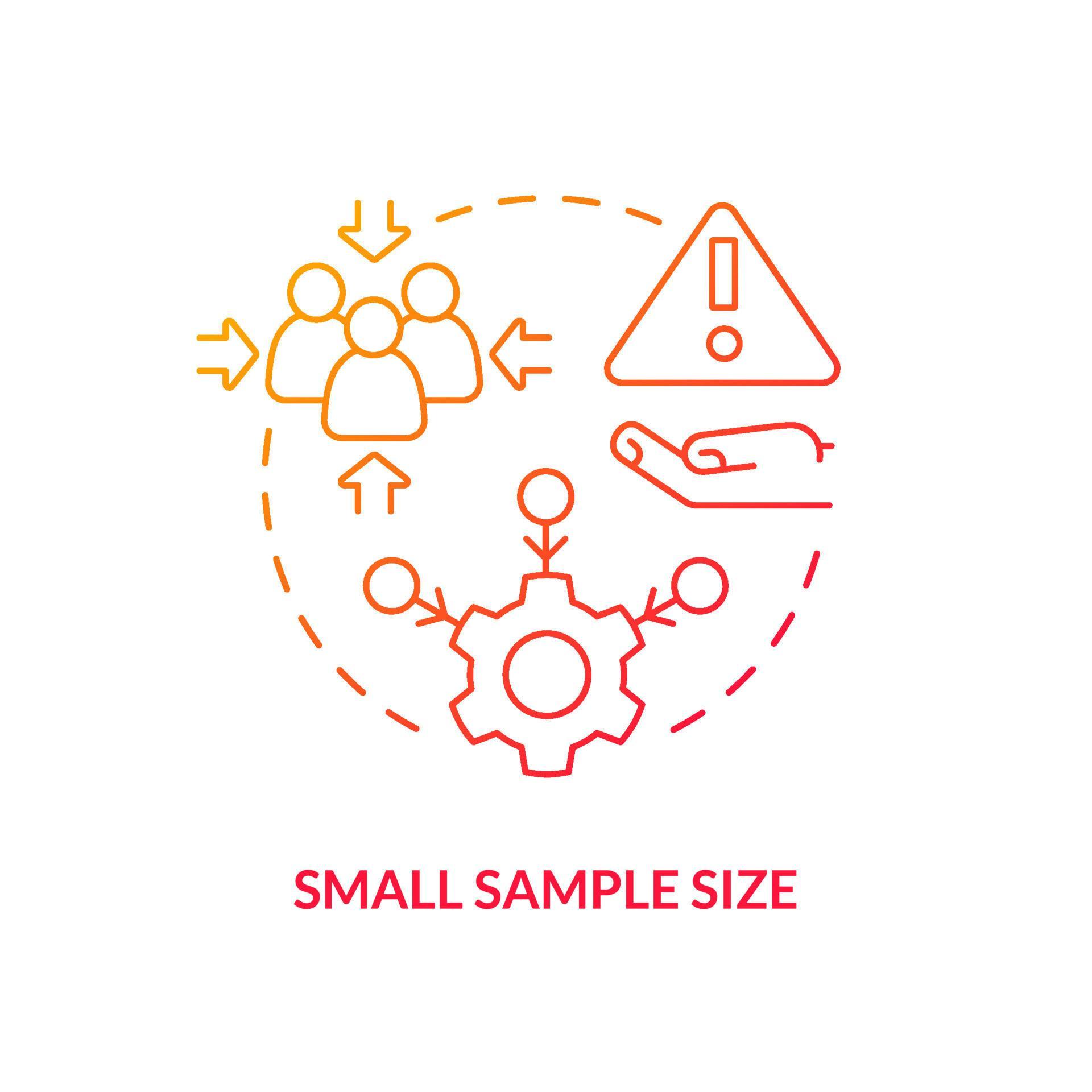 Small sample size red gradient concept icon. Lack of information. Disadvantage of case study ...