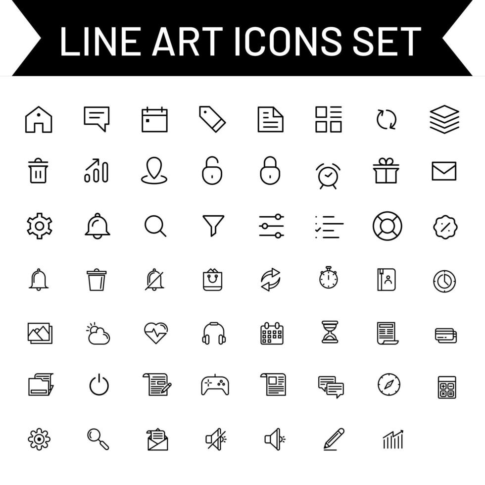 Set of User interface icon in line art. 23071993 Vector Art at Vecteezy