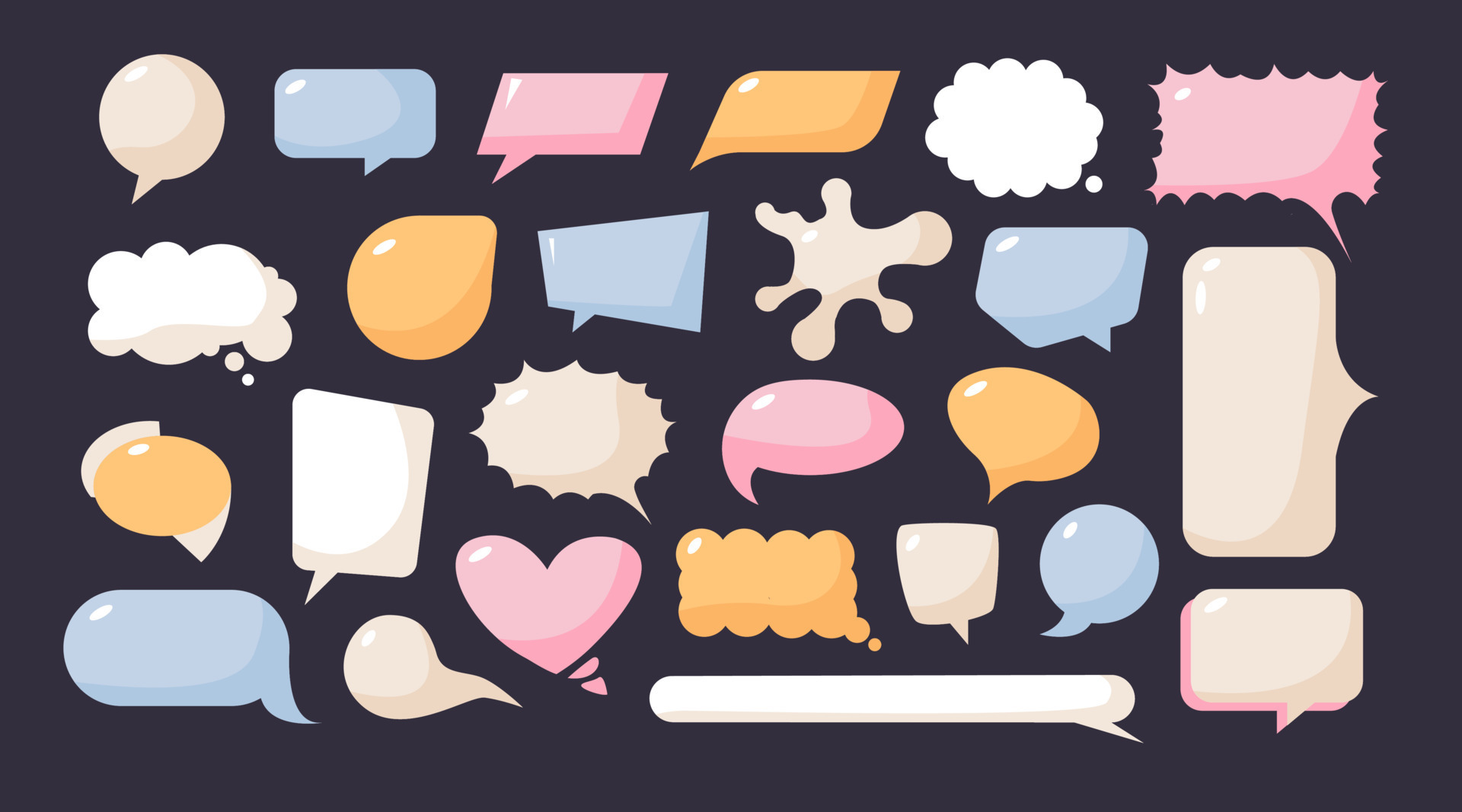 Speech Bubbles Set Chat Dialogue Bubble Text Chatting Box Message Box Social Media Chat