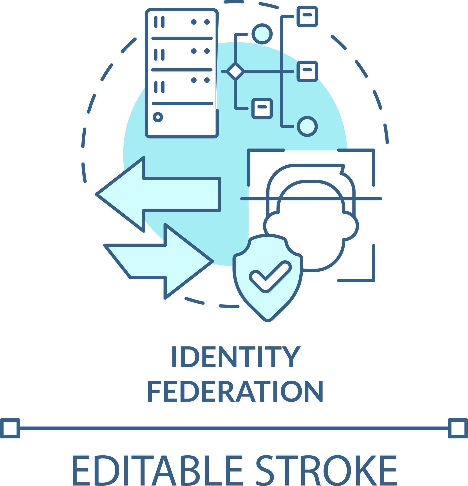 Identity Federation Turquoise Concept Icon Identity Management Abstract Idea Thin Line