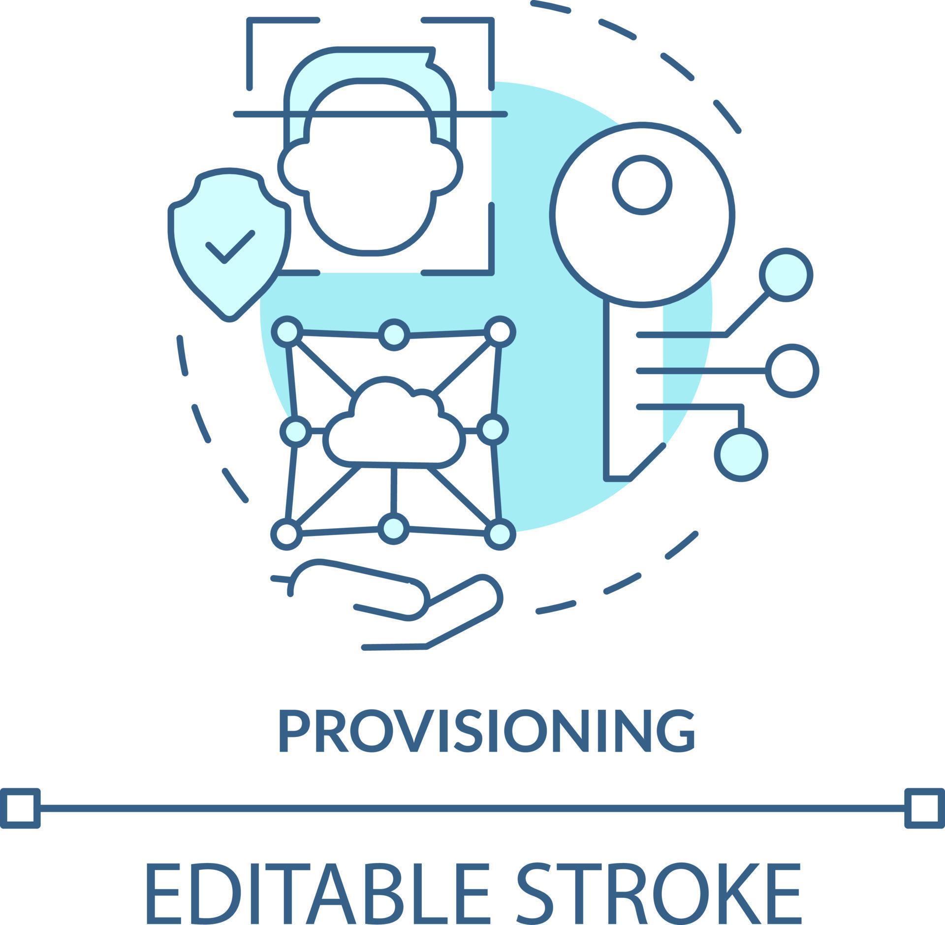 Provisioning turquoise concept icon. Management of identities abstract ...