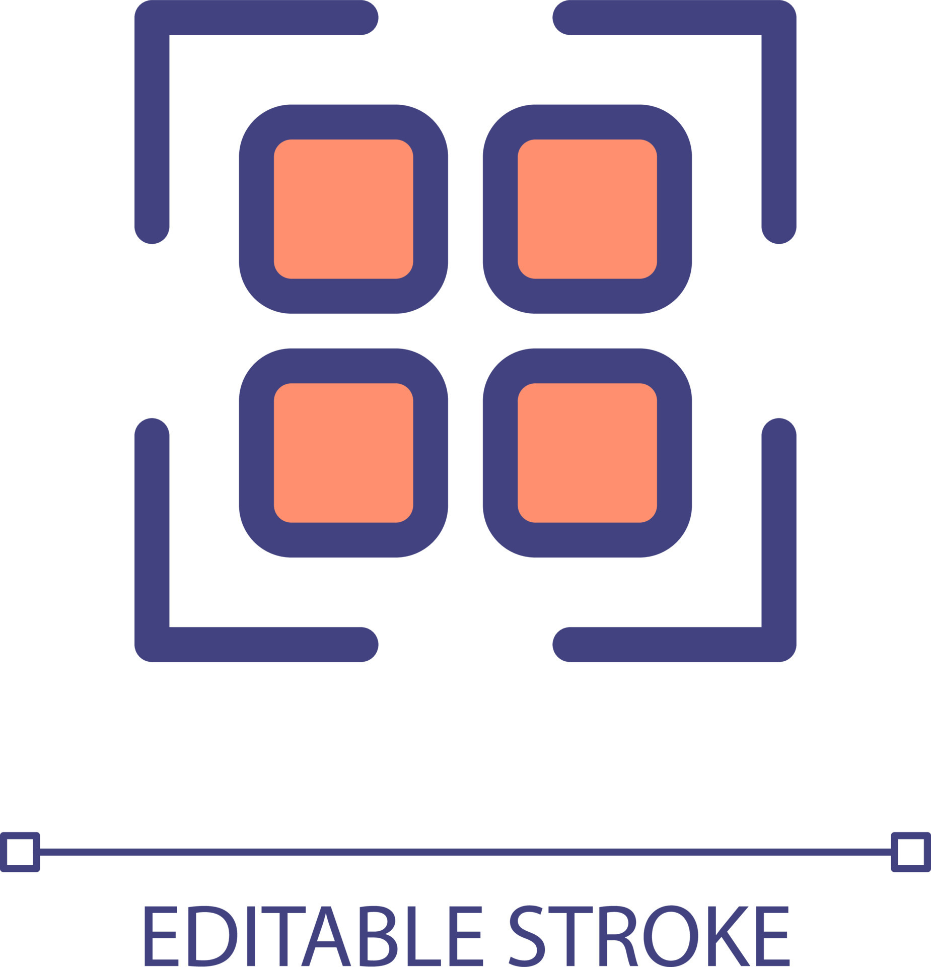 Scanning qr code pixel perfect RGB color ui icon. Get info from e-store. Simple filled line ...