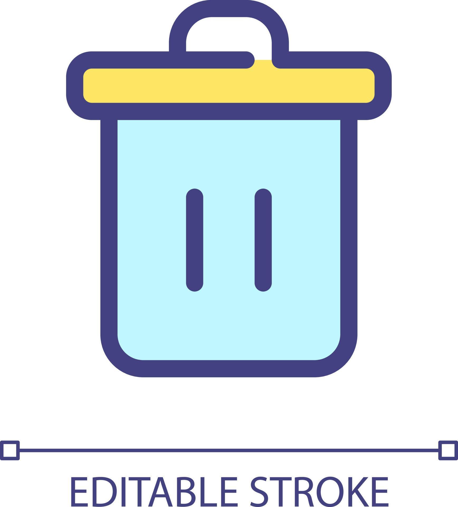 Trash can pixel perfect RGB color ui icon. Recycle bin. Garbage container. Simple filled line ...