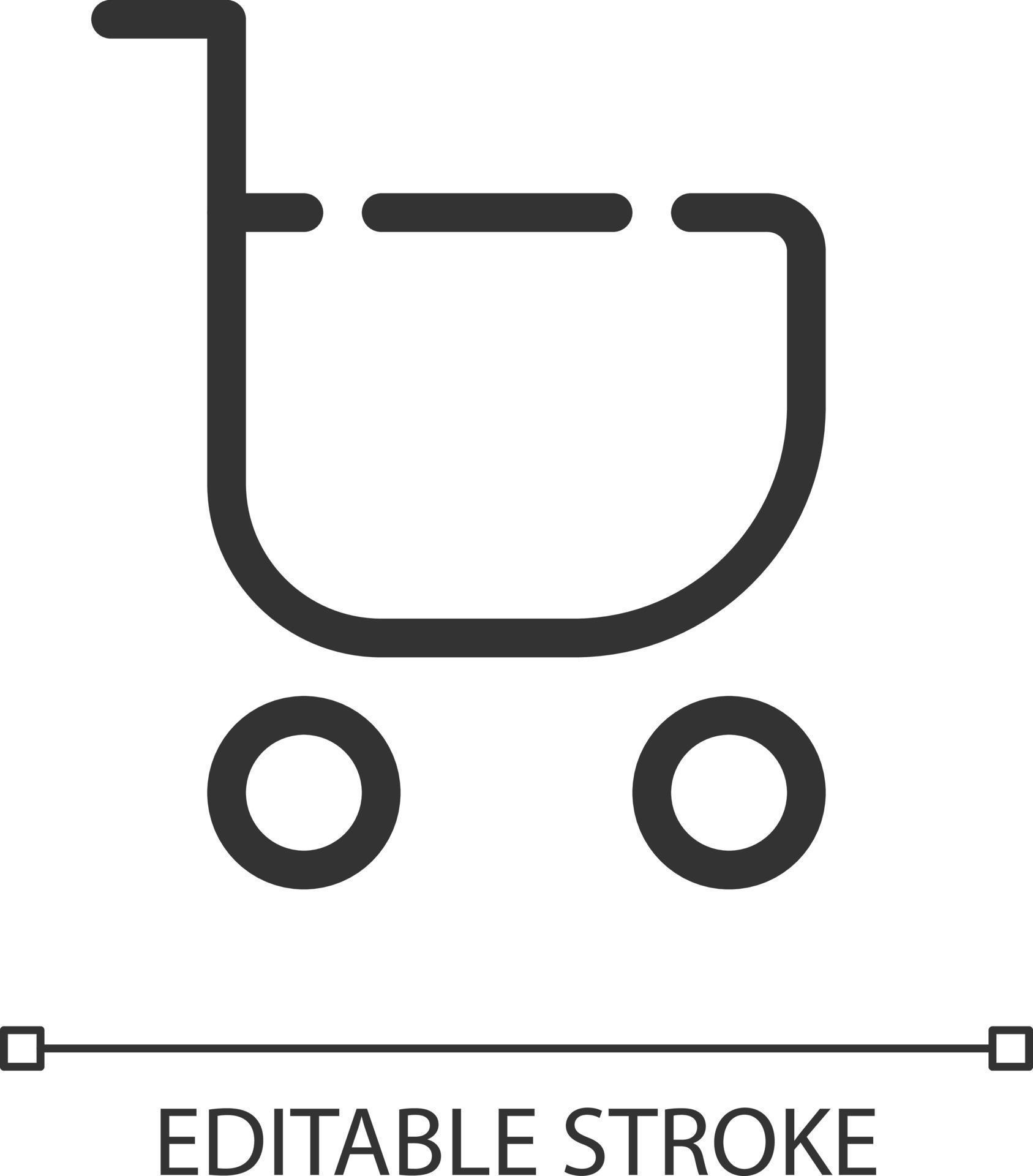 Remove item from shopping cart pixel perfect linear ui icon. Delete purchase. E commerce. GUI ...