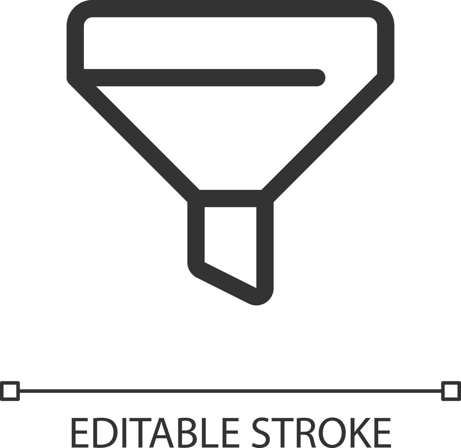 Funnel pixel perfect linear ui icon. Customer journey. Making purchase ...