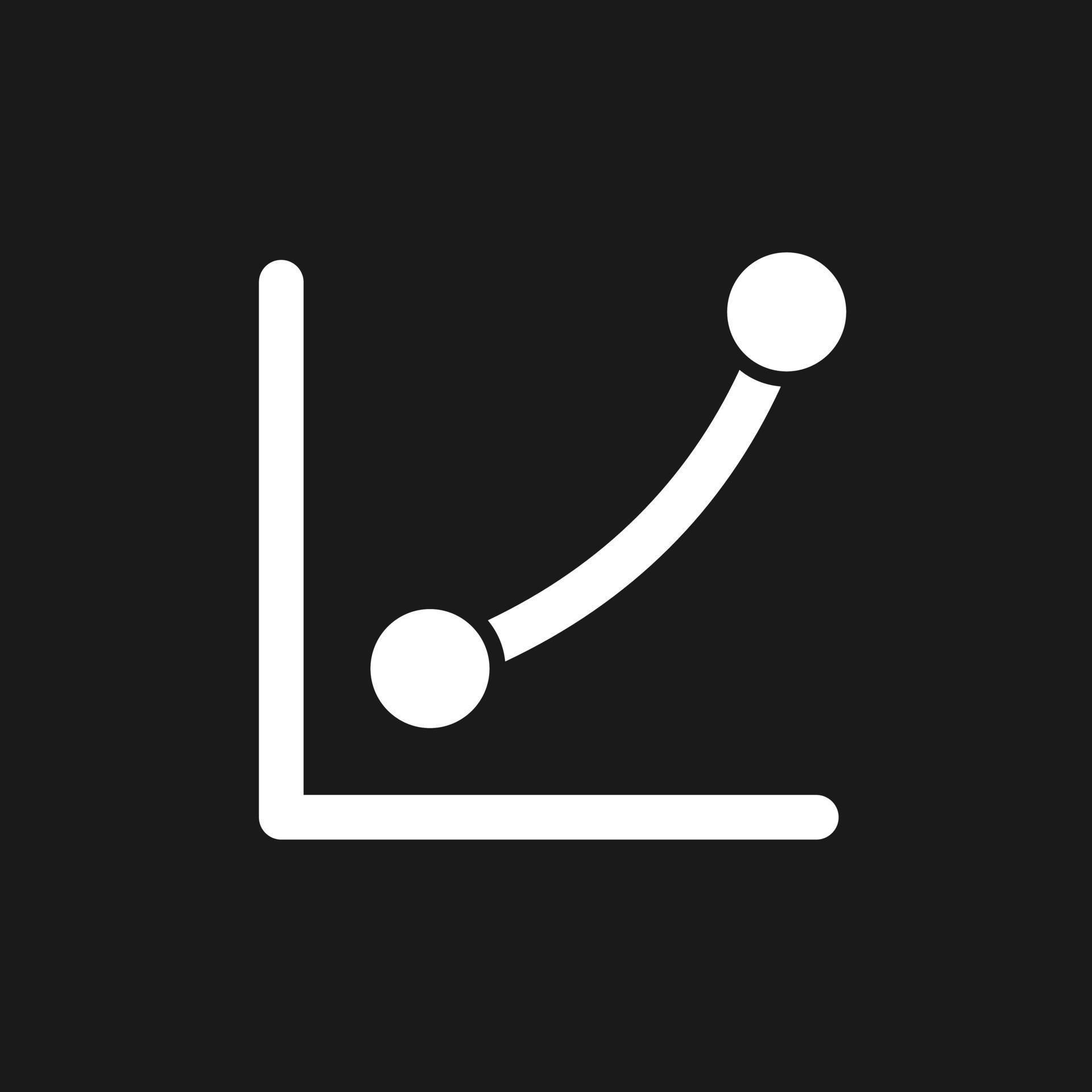 Curves tool dark mode glyph ui icon. Retouch. Simple filled line element. User interface design ...