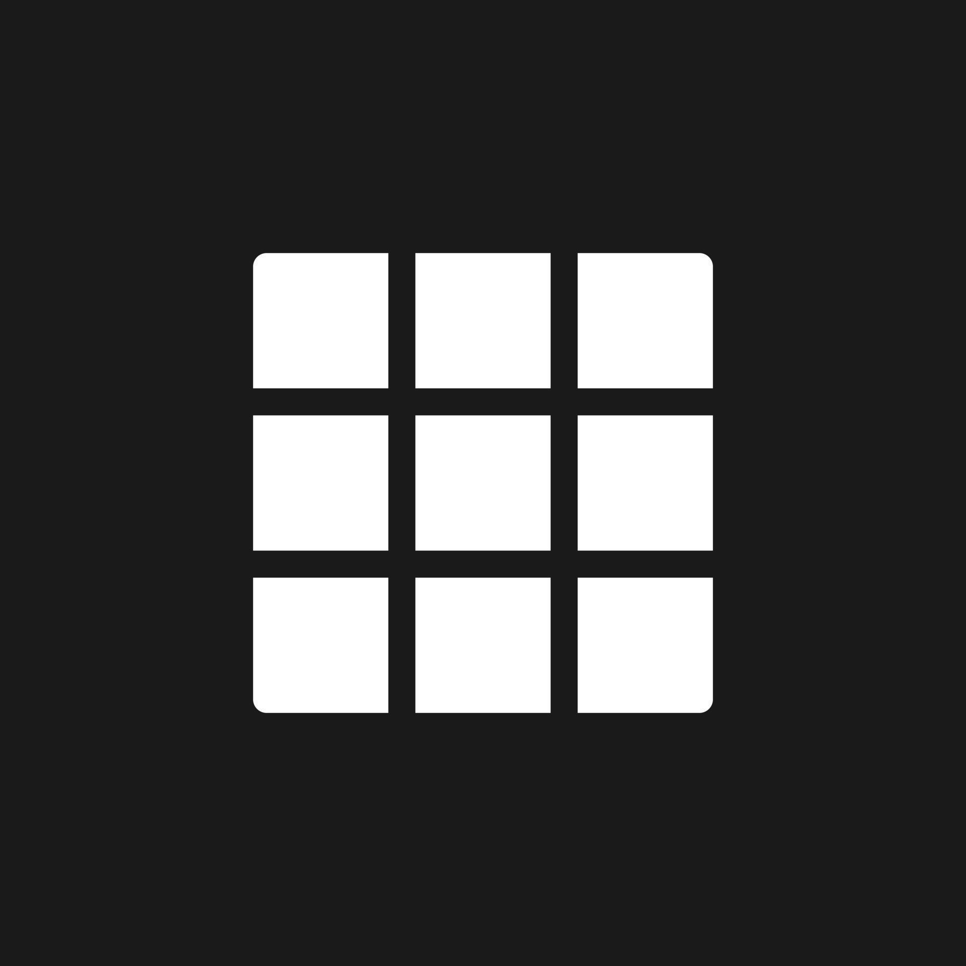Rule of thirds grid dark mode glyph ui icon. Simple filled line element. User interface design ...