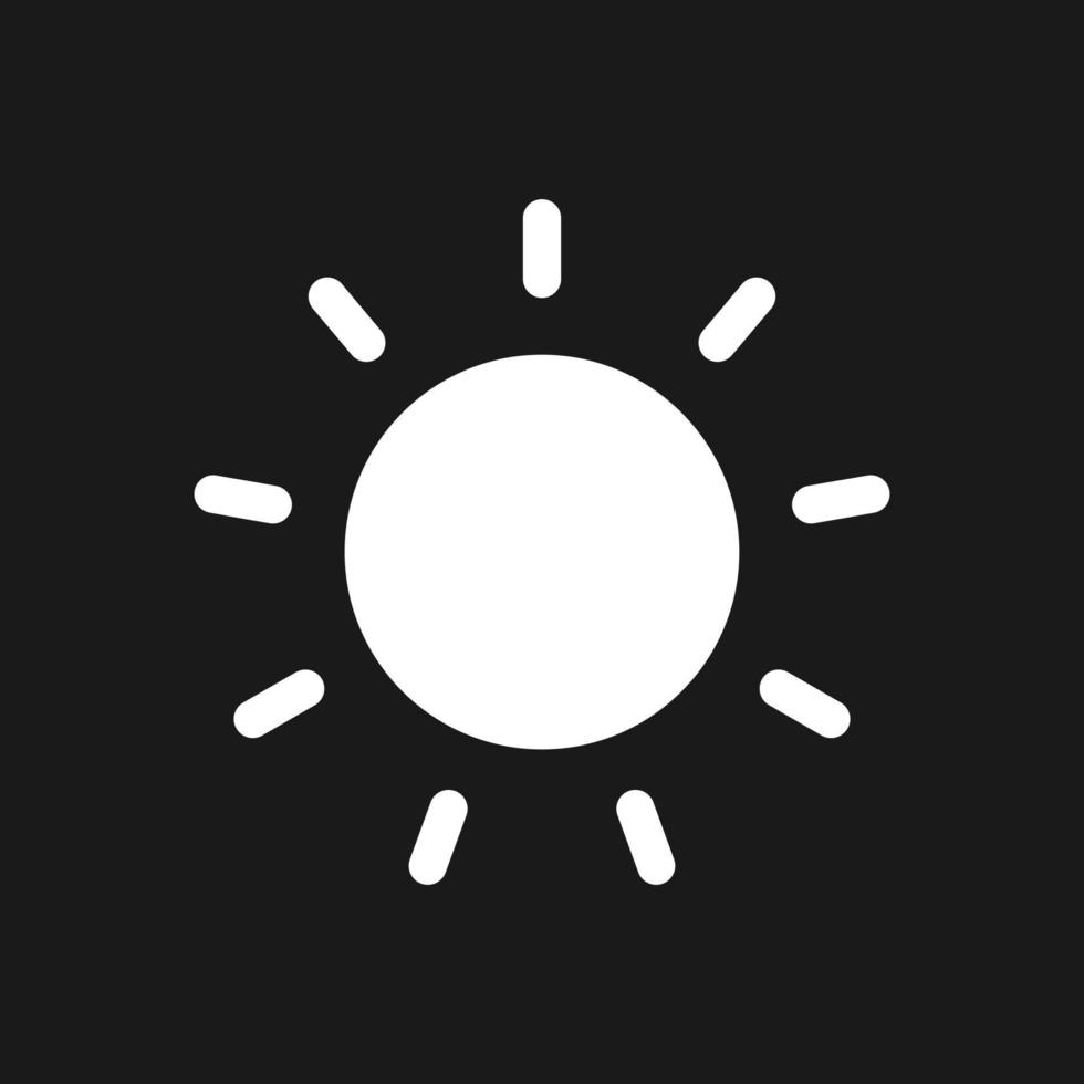 Sun dark mode glyph ui icon. Brightness tool. Simple filled line element. User interface design ...