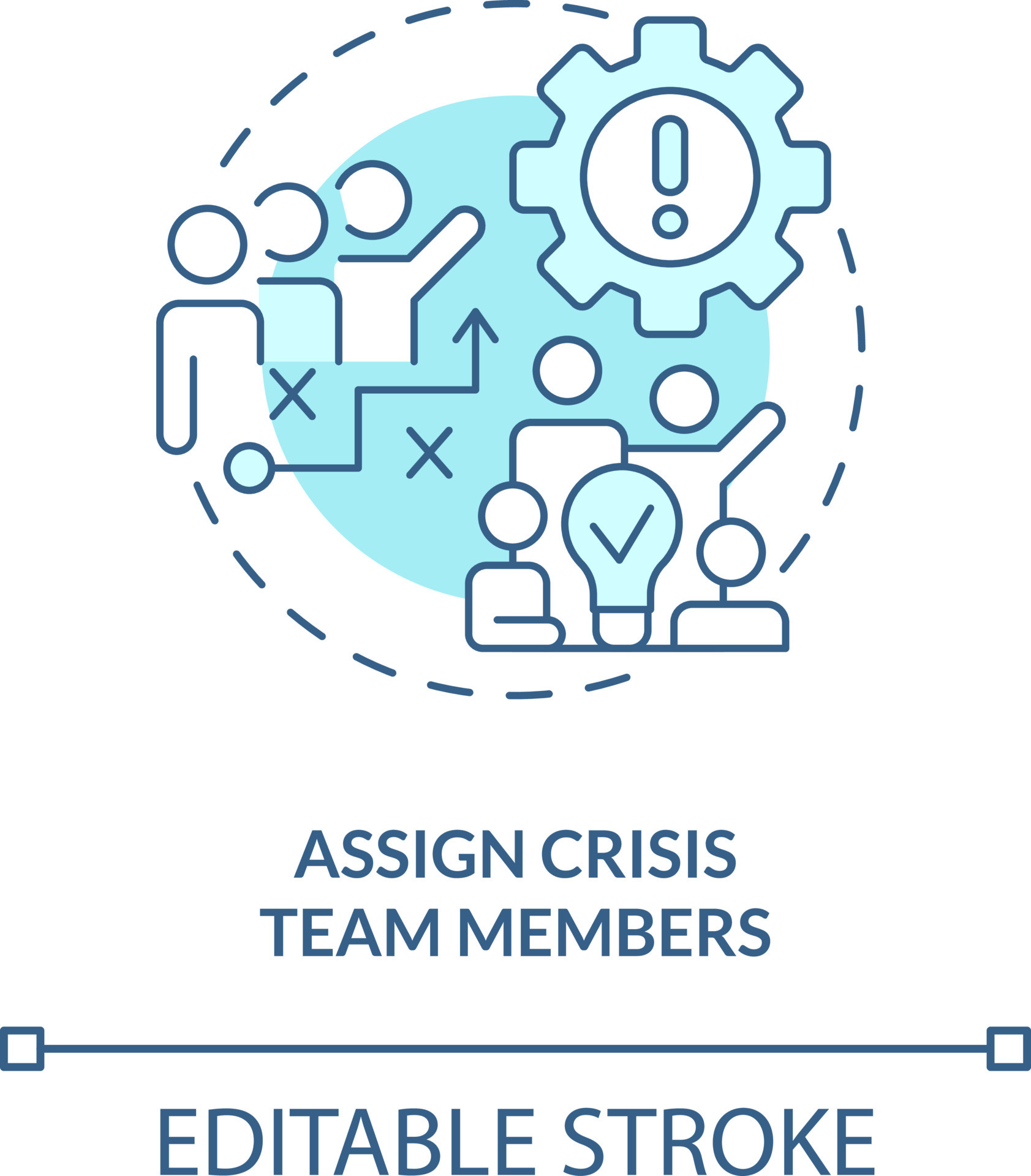 Assign crisis team members turquoise concept icon. Crisis management ... Assign crisis team members turquoise concept icon. Crisis management ...