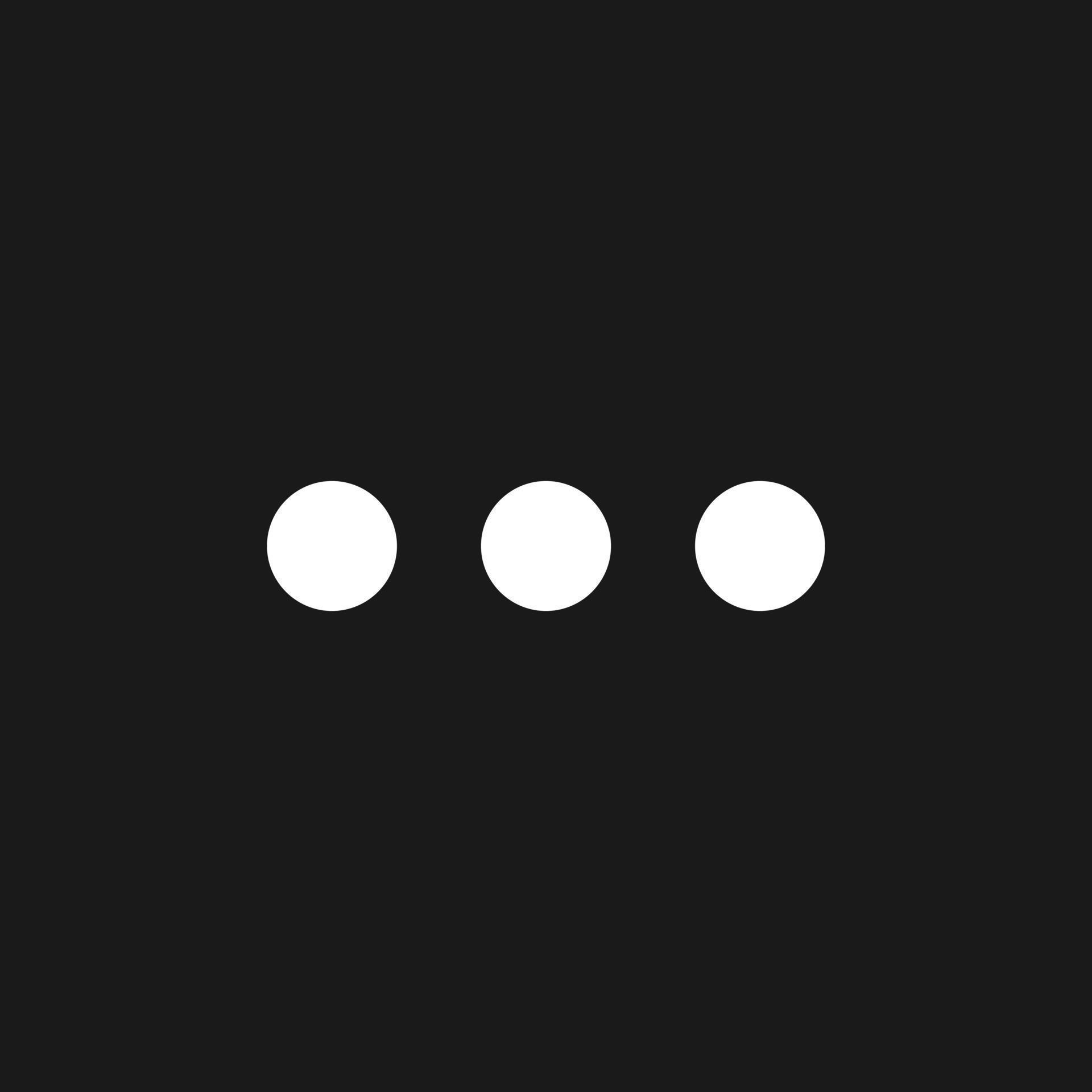 Ellipsis dark mode glyph ui icon. Menu. Simple filled line element. User interface design. White ...
