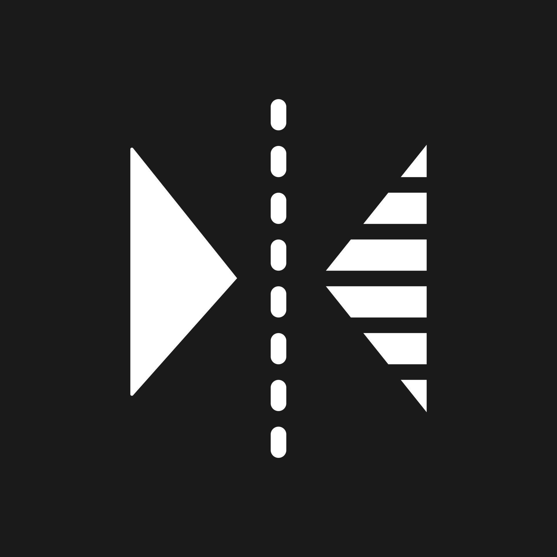 Vertical reflection dark mode glyph ui icon. Simple filled line element. User interface design ...