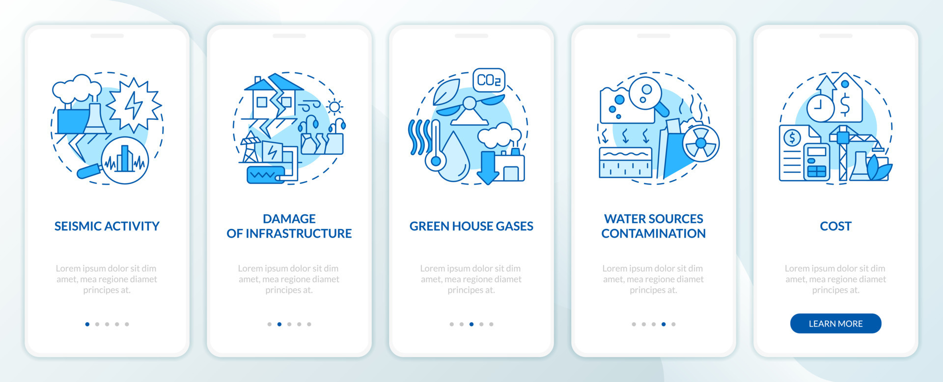 Geothermal energy disadvantages blue onboarding mobile app screen ... Geothermal energy disadvantages blue onboarding mobile app screen ...