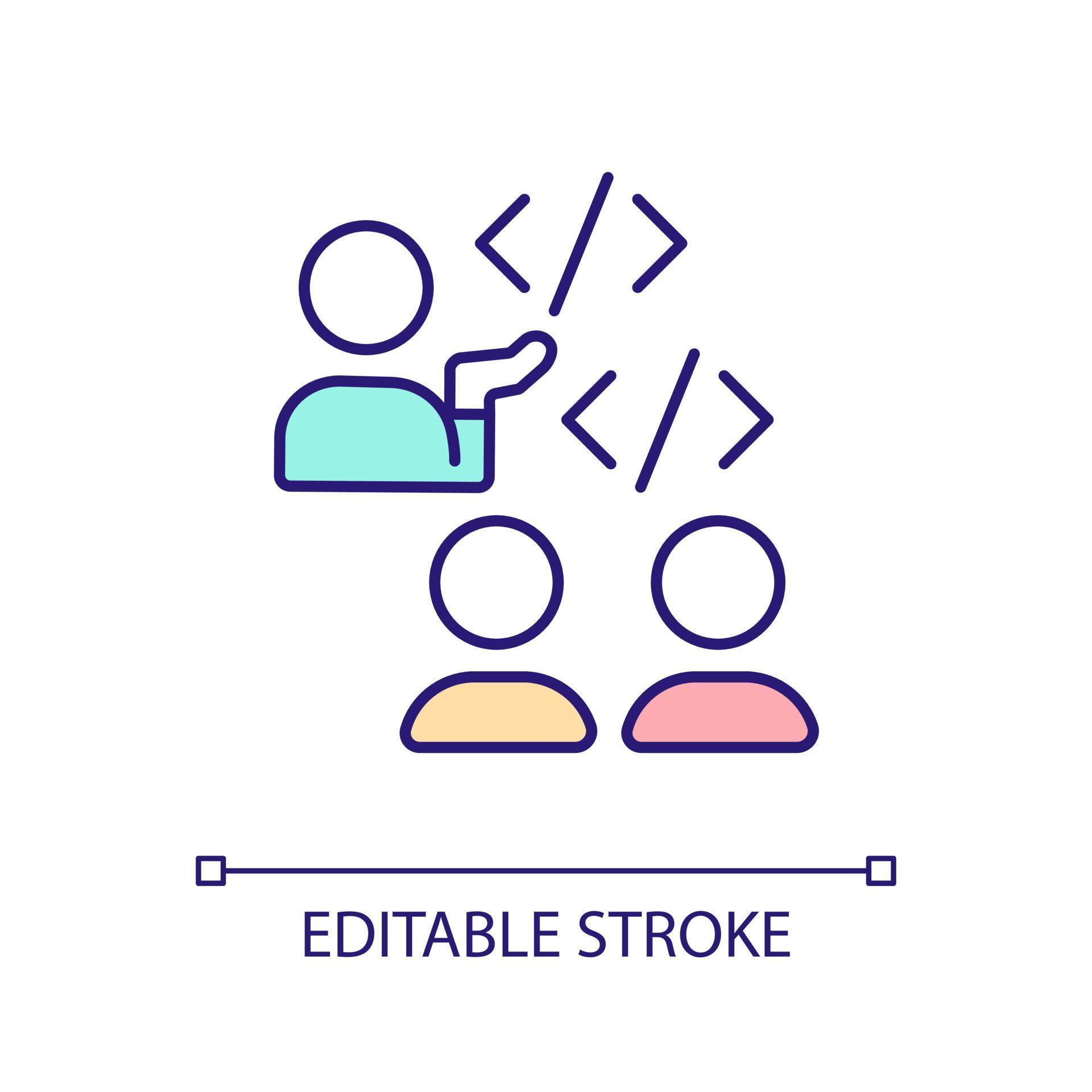 Coding training RGB color icon. Employee education. Gain skills and ...