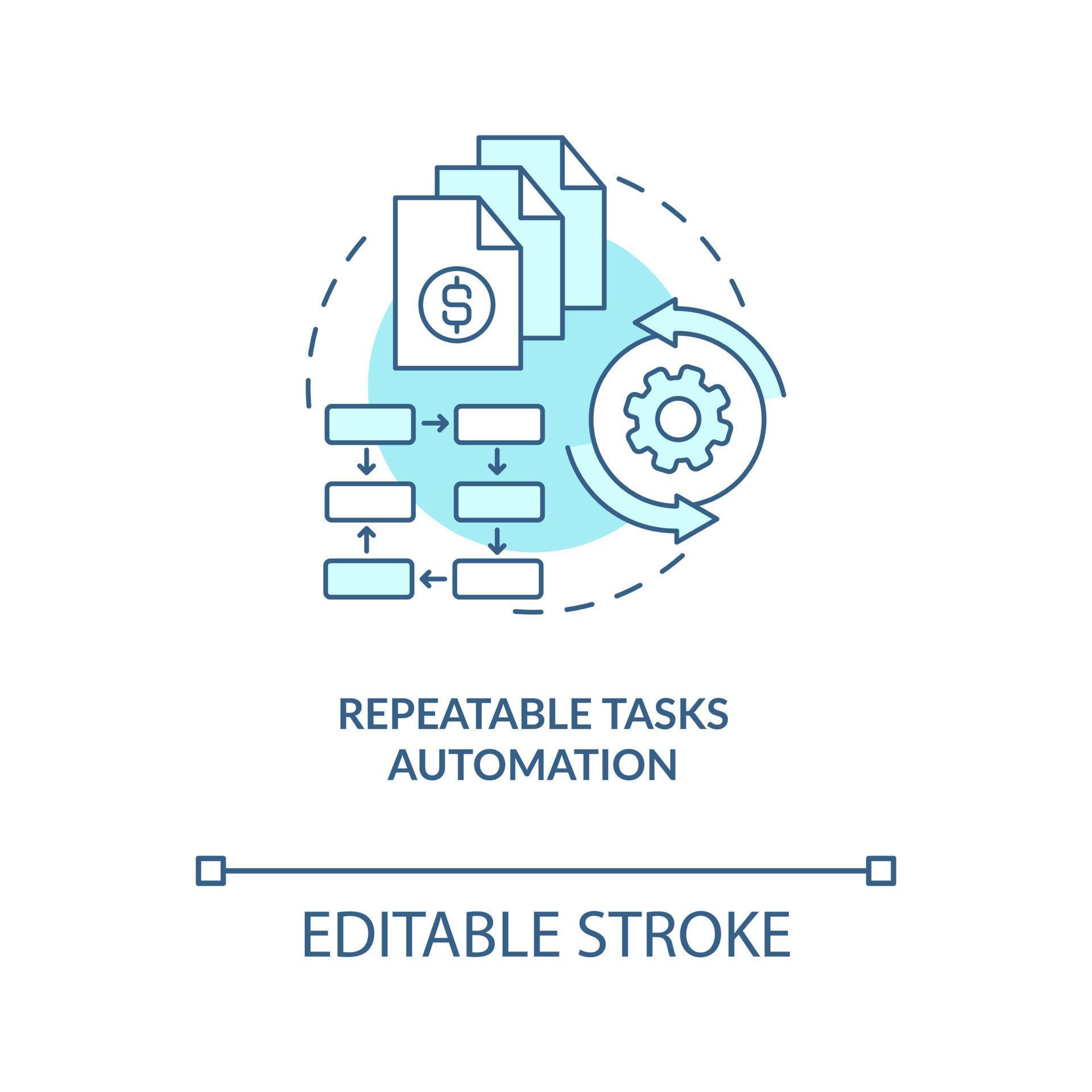 Repeatable tasks automation turquoise concept icon. Payroll processing ...