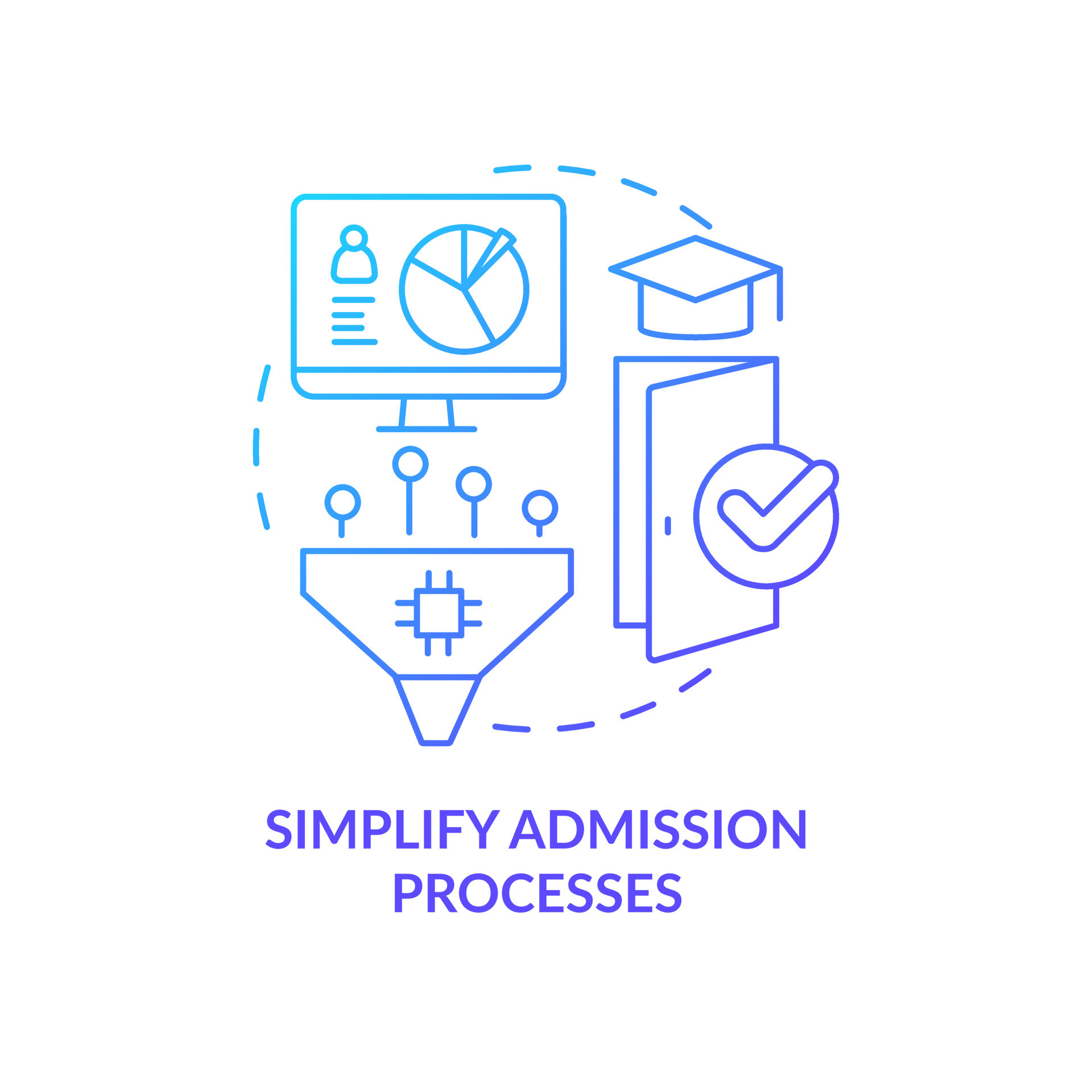 Simplify admission processes blue gradient concept icon. Software ... Simplify admission processes blue gradient concept icon. Software ...