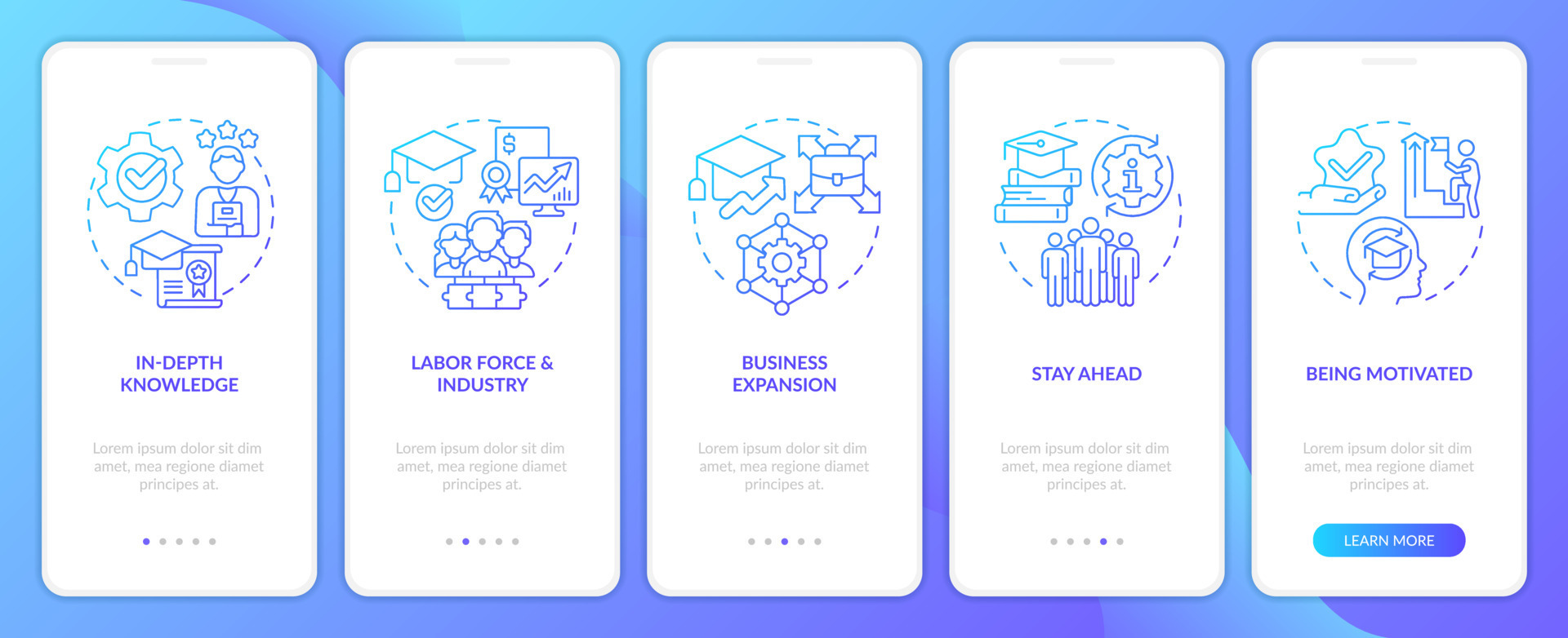 Industry Specific Education Blue Gradient Onboarding Mobile App Screen
