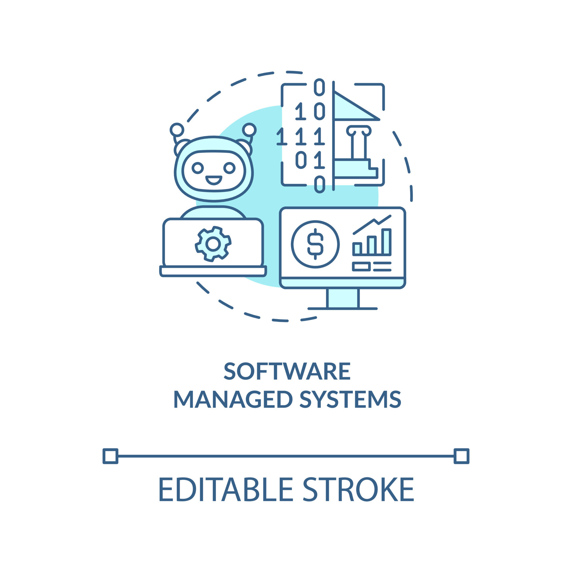 Software Managed Systems Turquoise Concept Icon Payrolls Processing Automation Abstract Idea