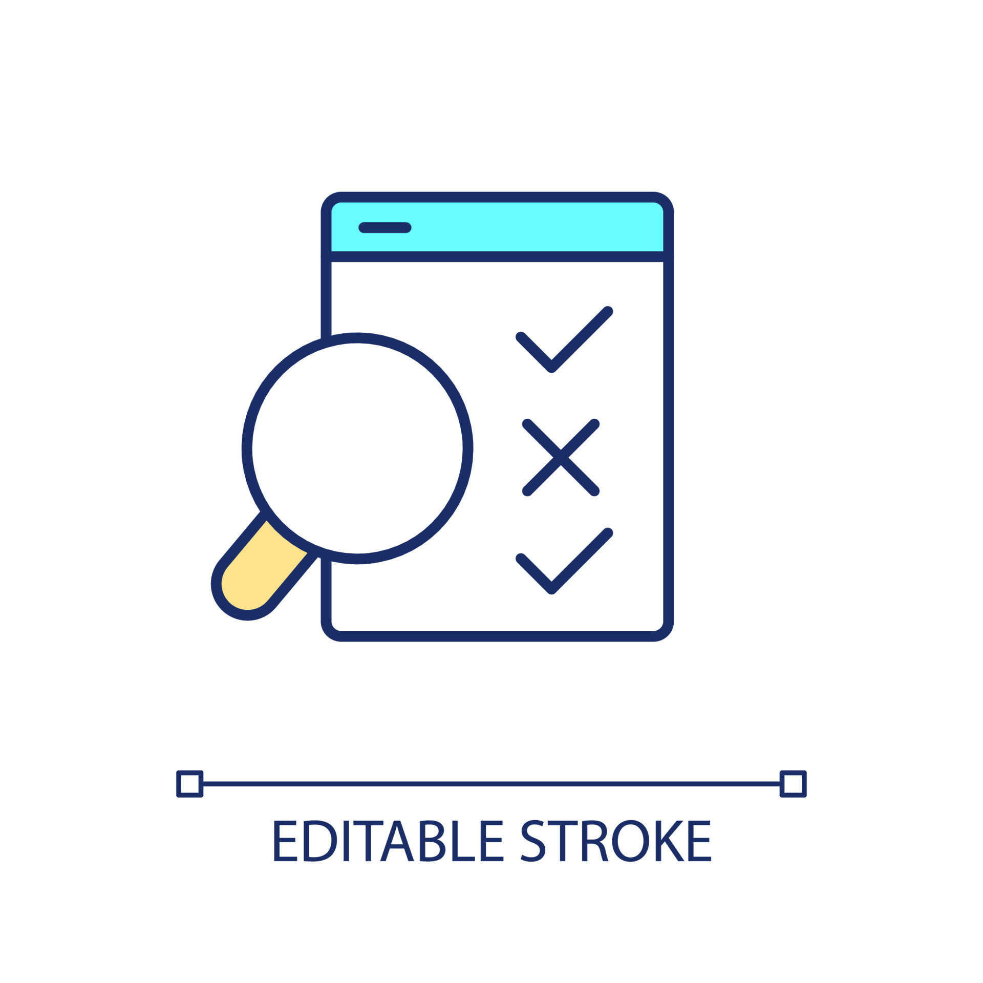 Search mistake RGB color icon. Find problem. Identify flaws. Checkup ...