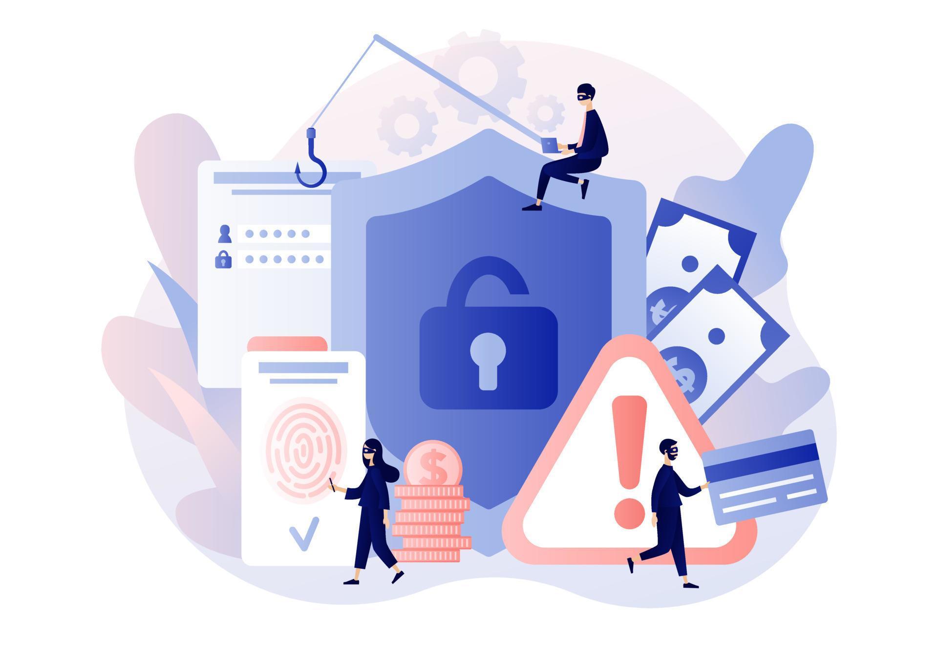 Internet Hacker Attack And Personal Data Security Concept Tiny Anonymous Hacker People