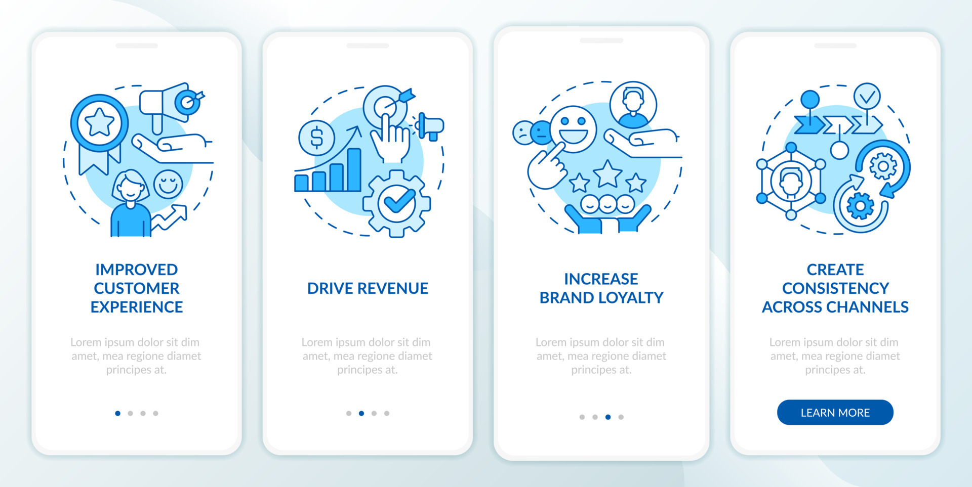 Individual Marketing Benefits Blue Onboarding Mobile App Screen