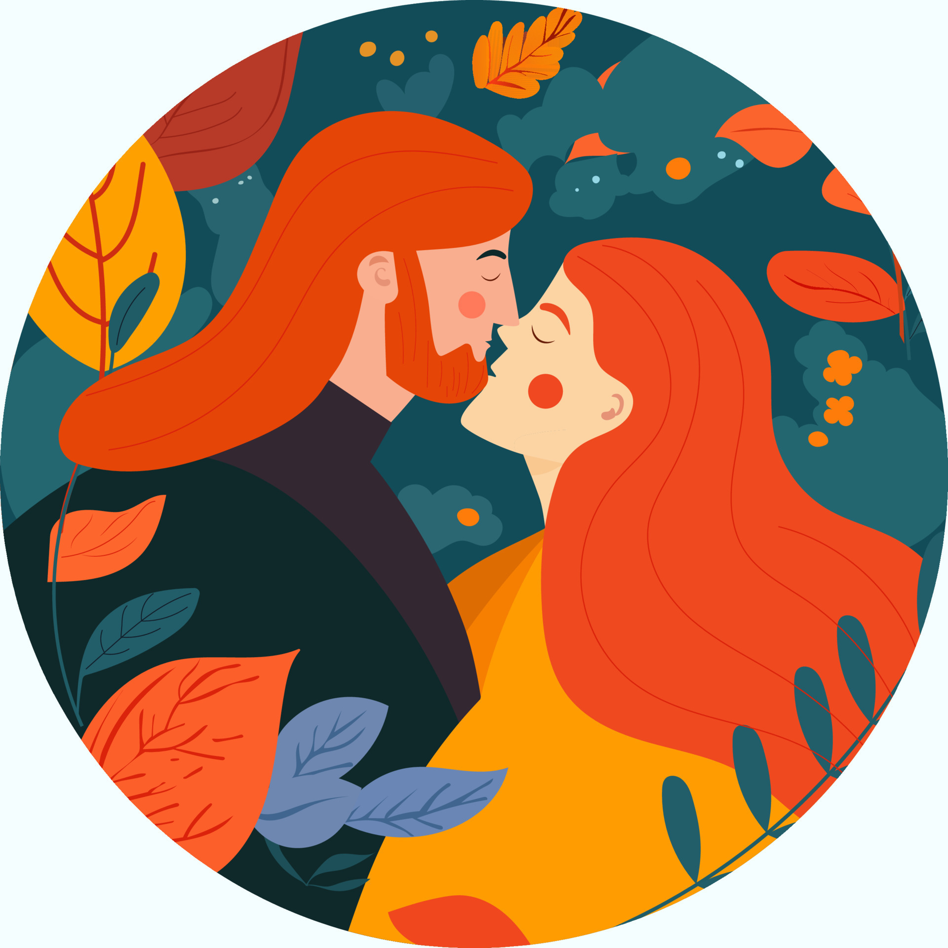 Romantic Young Couple Character Kissing On Nature Background. Valentine's Day Concept. 23078287 ...