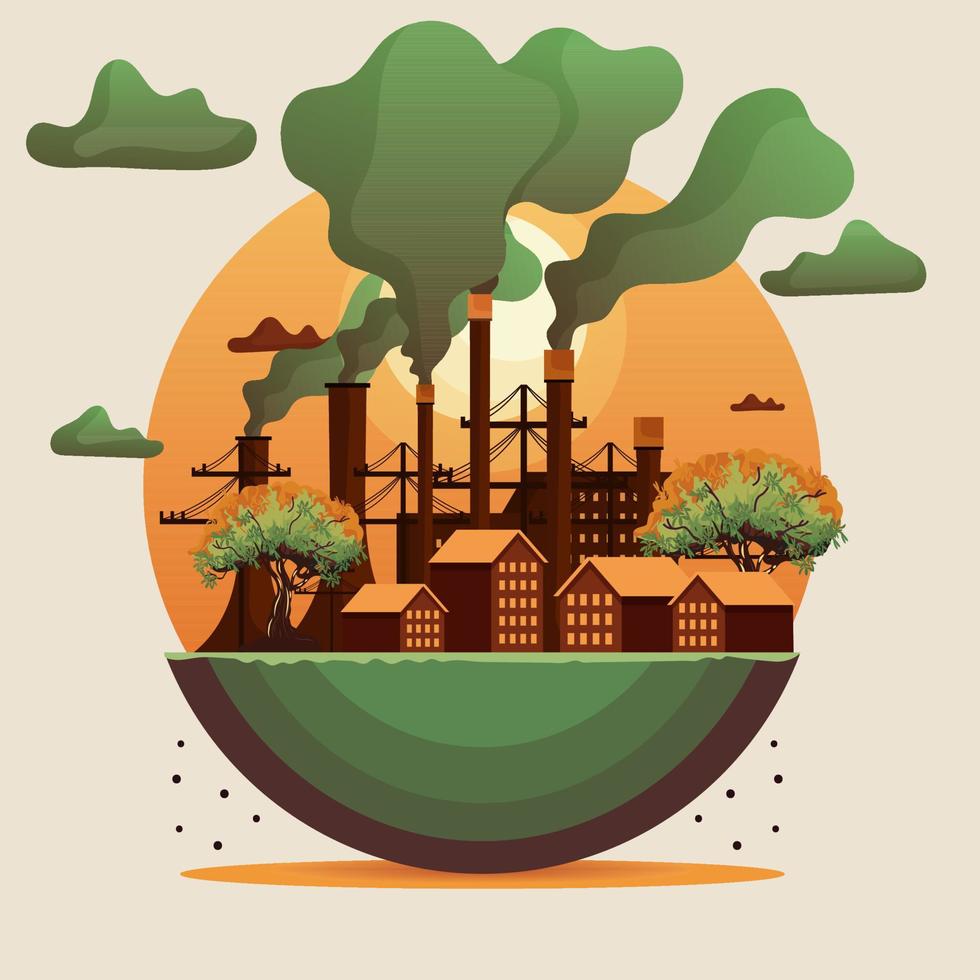 Ecosystem And Pollution Environmental Background. 23078858 Vector Art ...