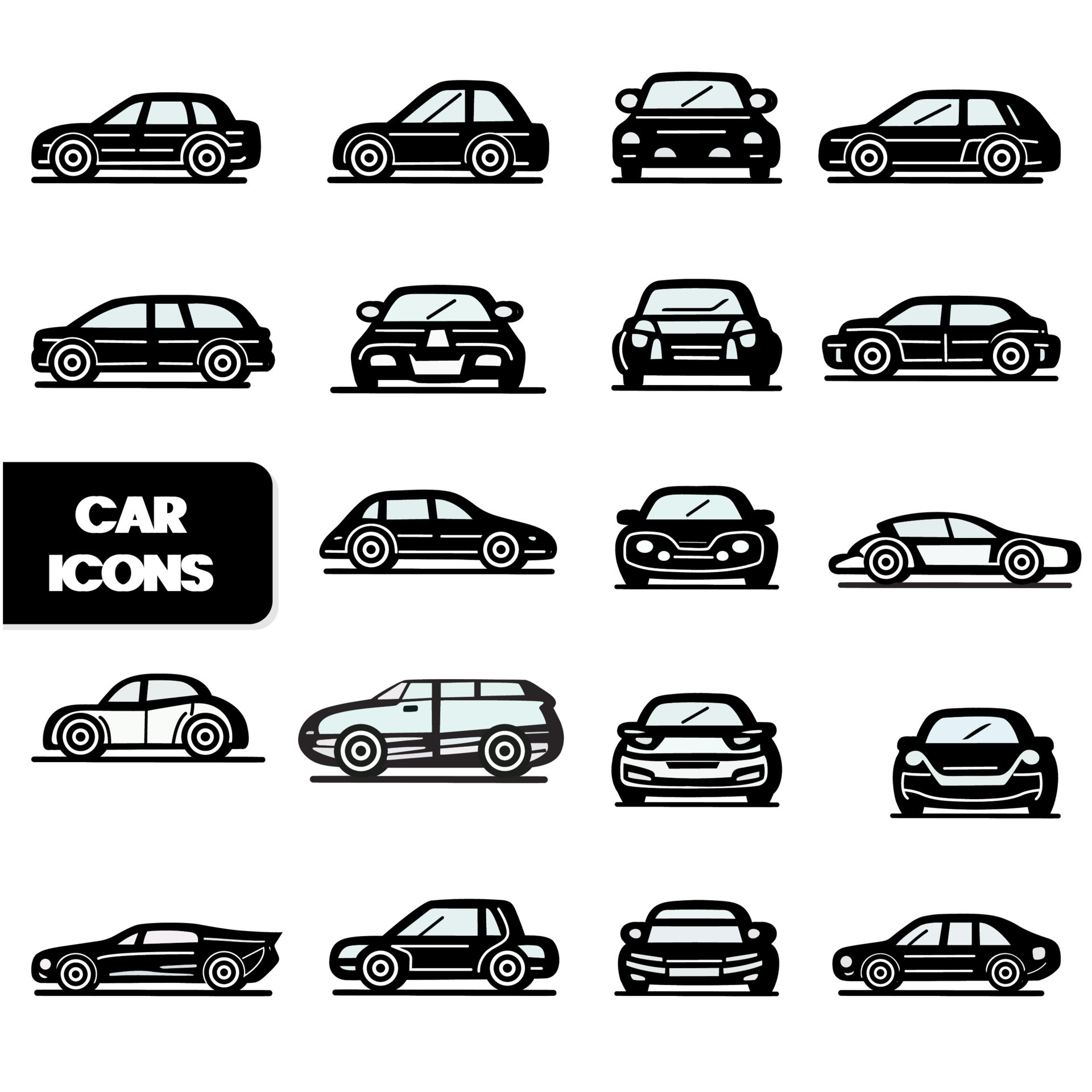 Various Types Of Car Icon In Black And White Color 23078974 Vector Art various-types-of-car-icon-in-black-and-white-color-23078974-vector-art
