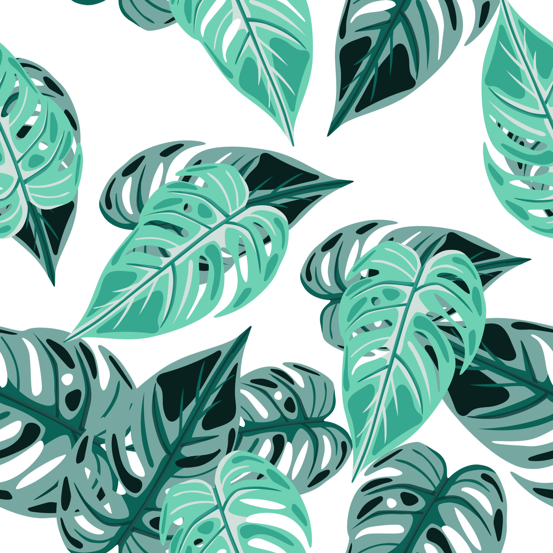 Jungle Leaf Seamless Wallpaper Decorative Tropical Palm Leaves