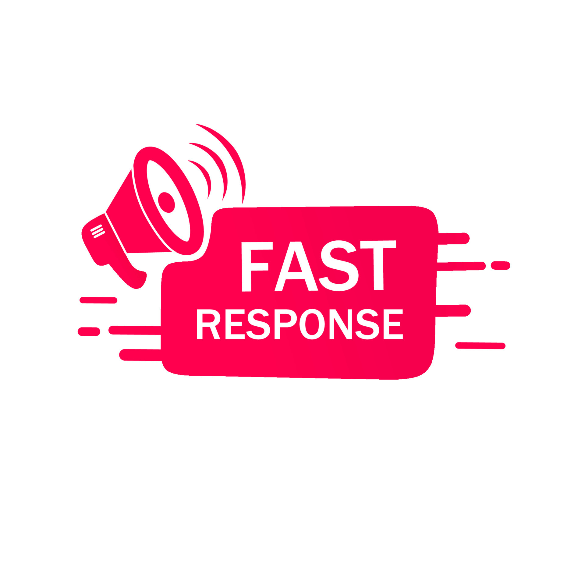 Fast response banner with megaphone icon. flat label design. Vector ... Fast response banner with megaphone icon. flat label design. Vector ...