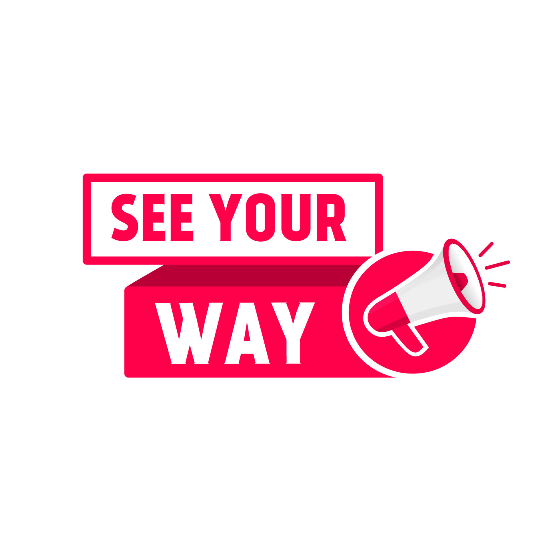 See your way. Badge icon megaphone. Banner template. Flat style Vector ...