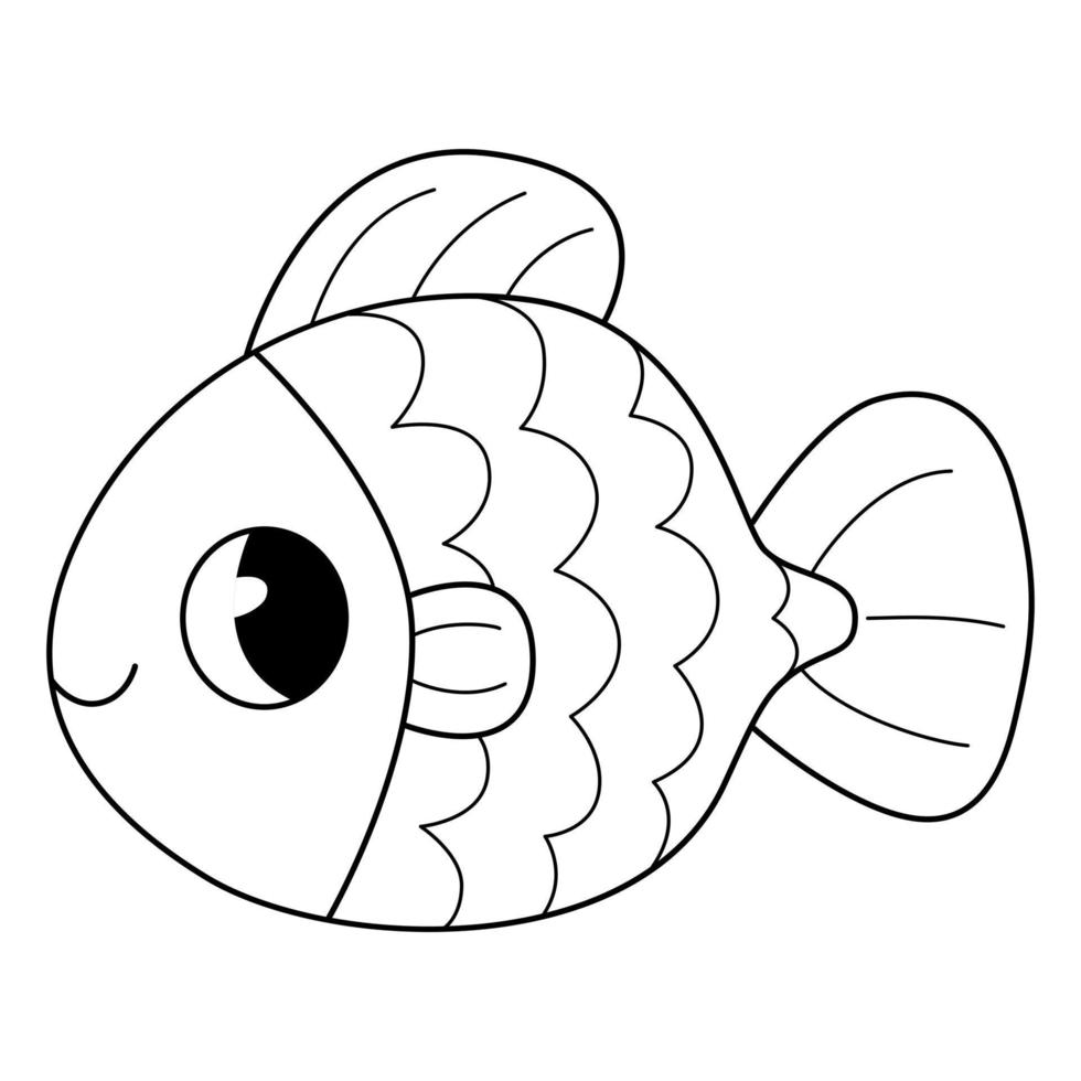 Goldfish coloring book for kids. Coloring page. Monochrome black and ... Goldfish coloring book for kids. Coloring page. Monochrome black and ...