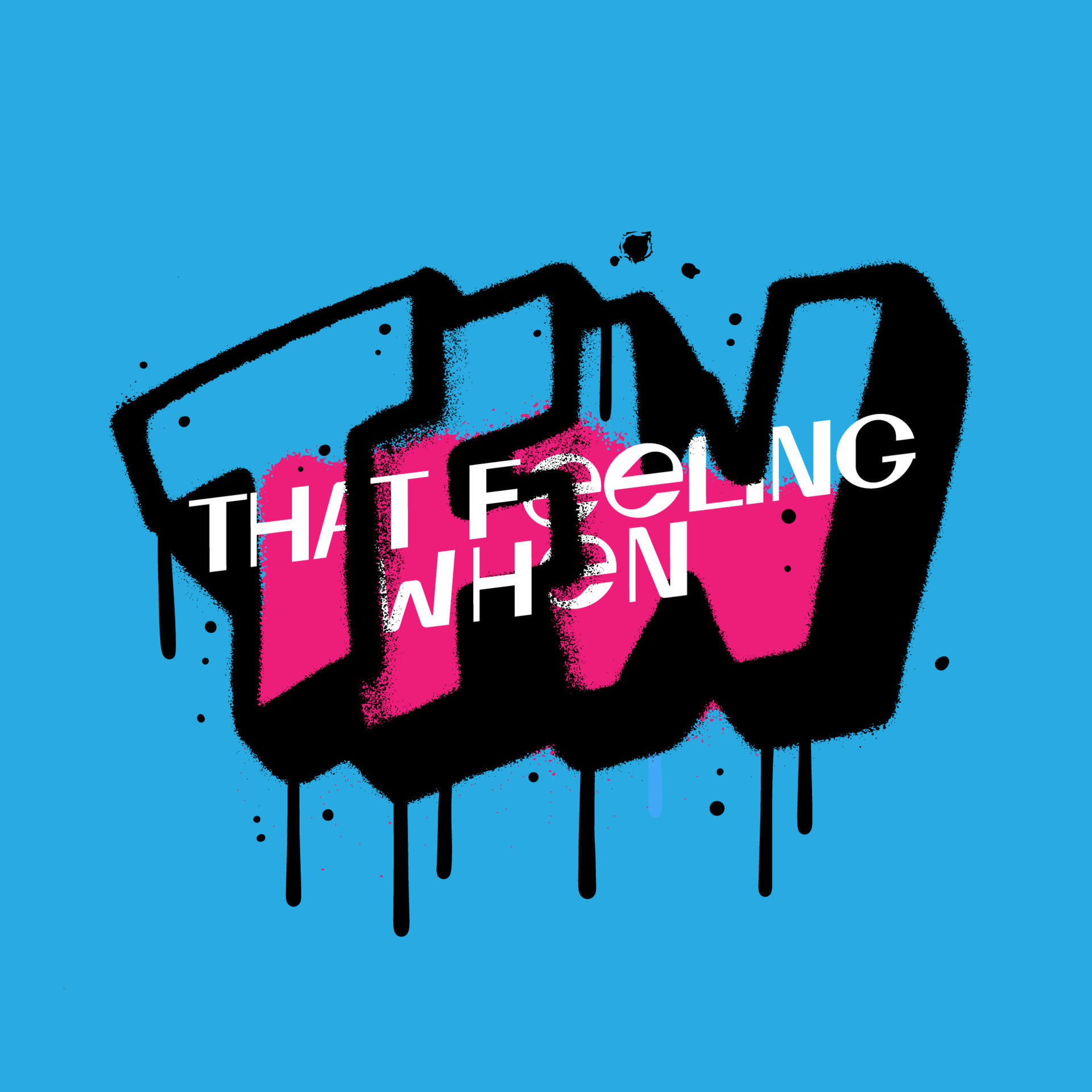 TFW - urban graffiti abbreviation lettering collage with drawn street art letters and printed ...