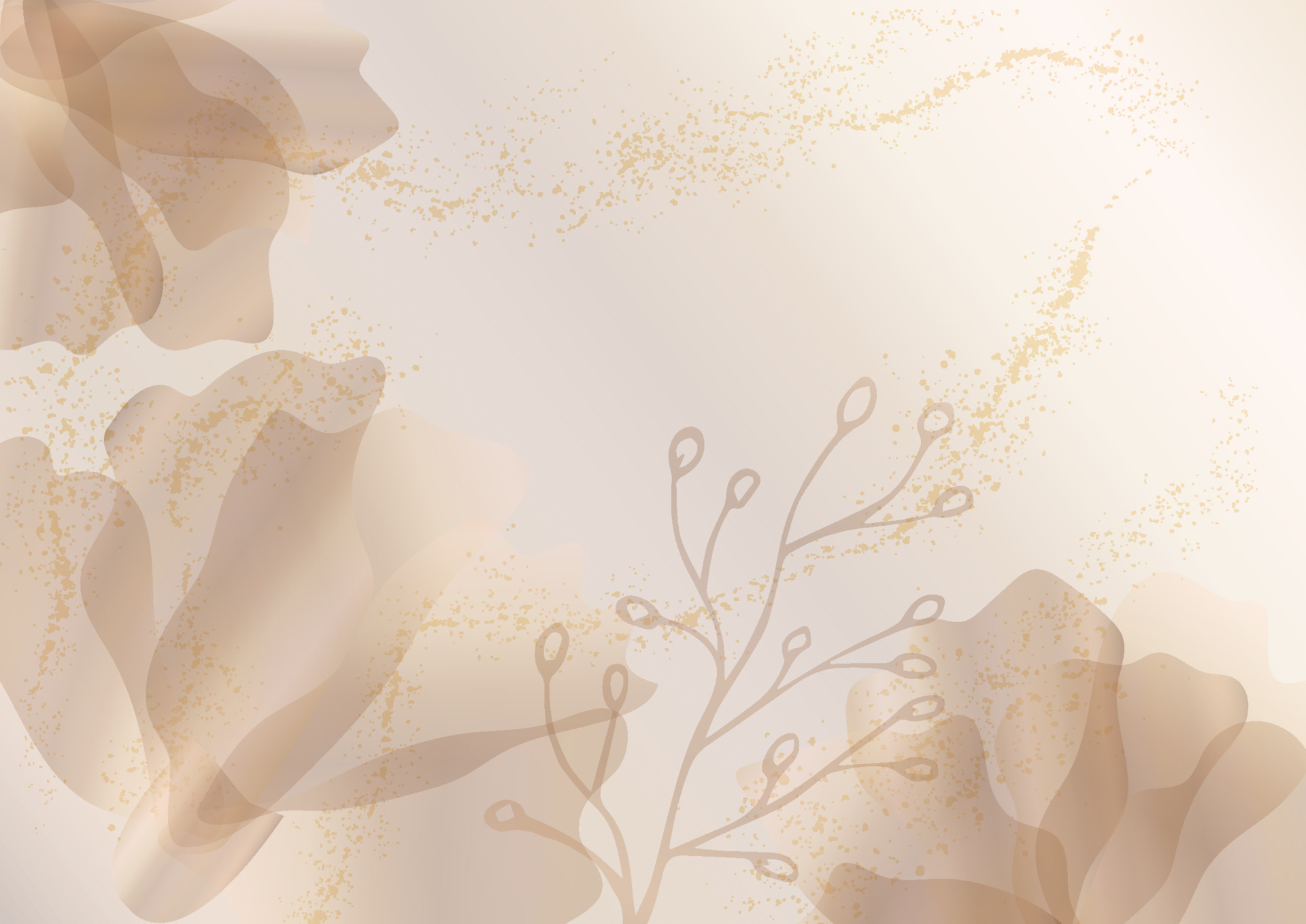 Minimalistic light background with golden flowers, petals, beautiful ...