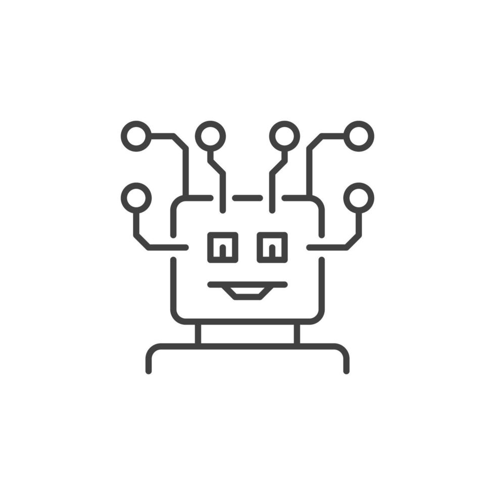 AI Robot Head vector Artificial Intelligence concept thin line icon ...