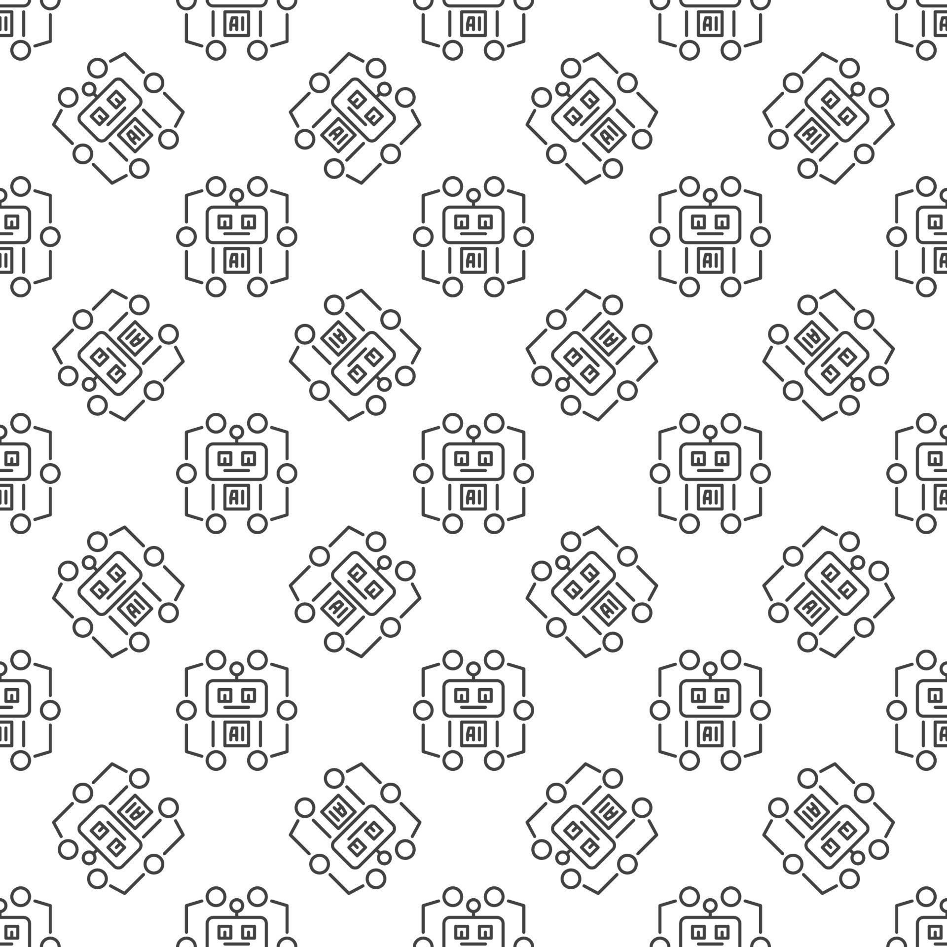 AI Robot vector Artificial Intelligence concept linear seamless pattern 23093040 Vector Art at ...