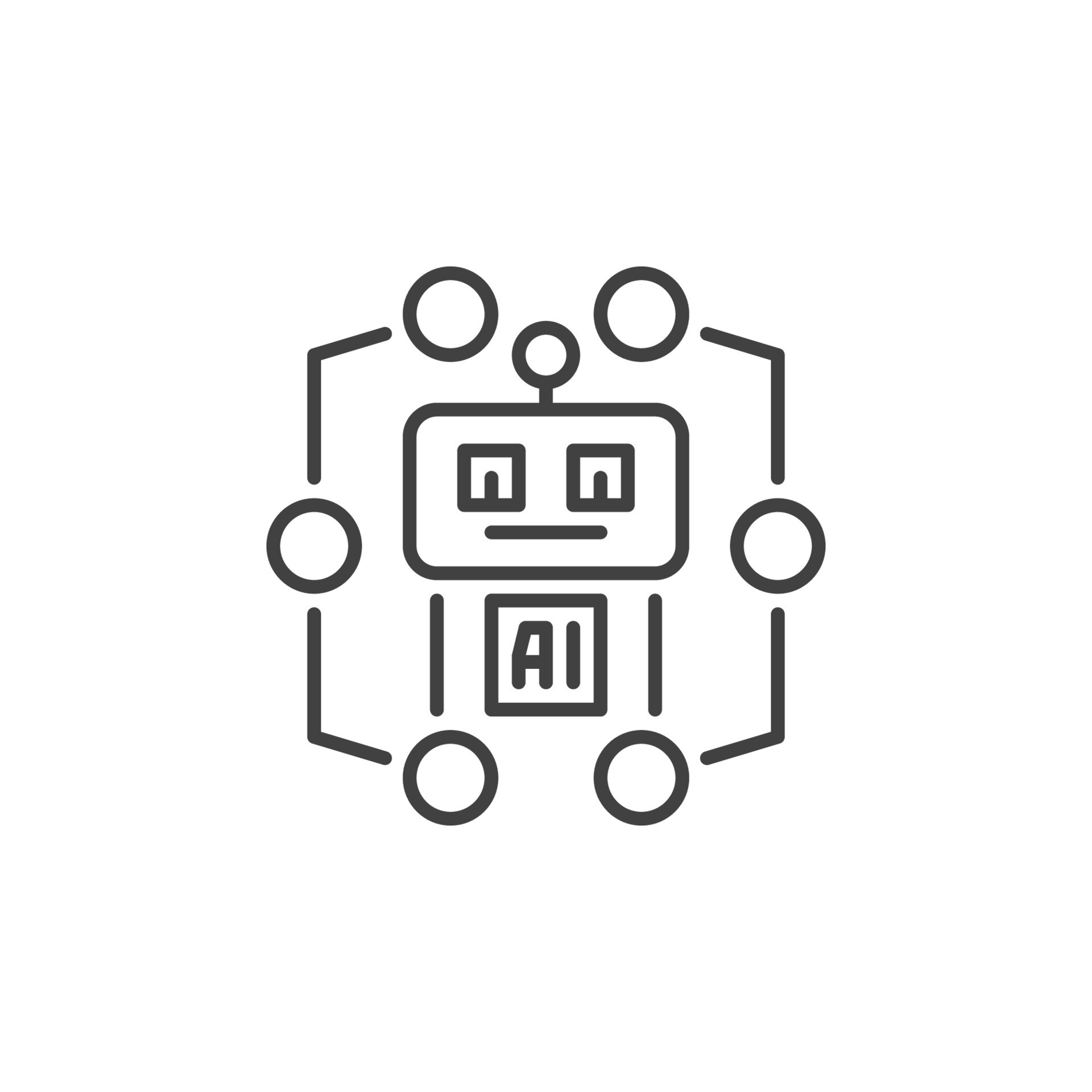 AI Robot vector Artificial Intelligence concept minimal line icon or ...