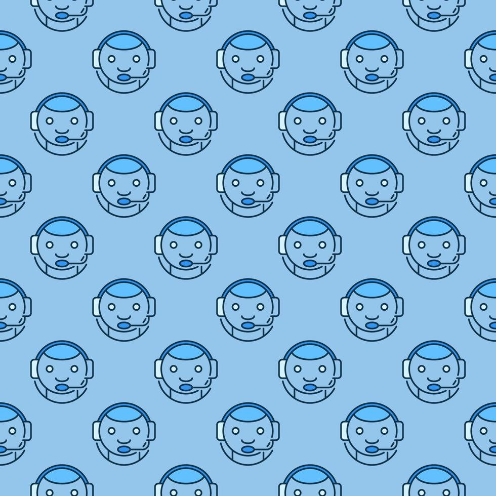 Chat Bot With Headset Vector Chatbot Colored Seamless Pattern 23093070