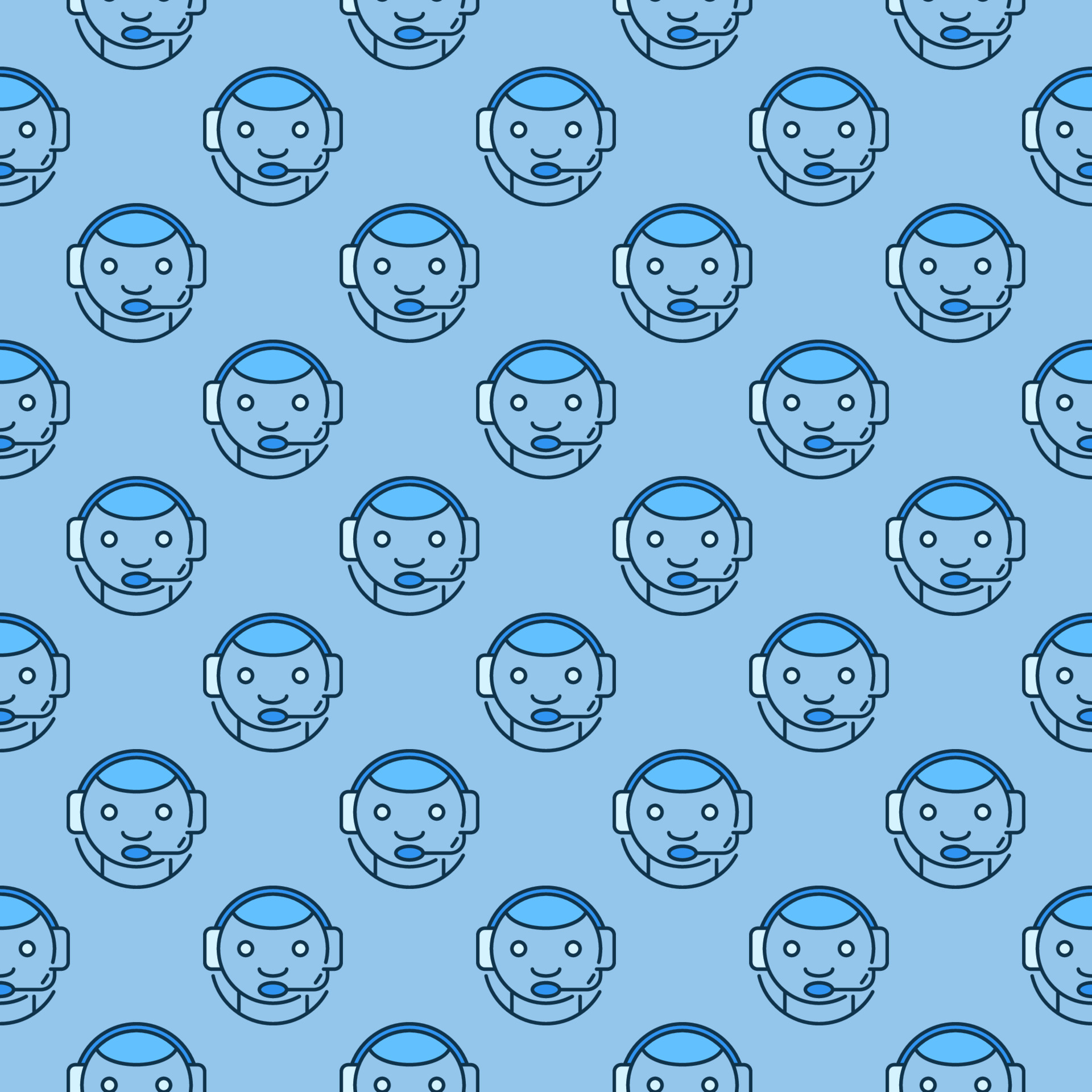 Chat Bot With Headset Vector Chatbot Colored Seamless Pattern 23093070