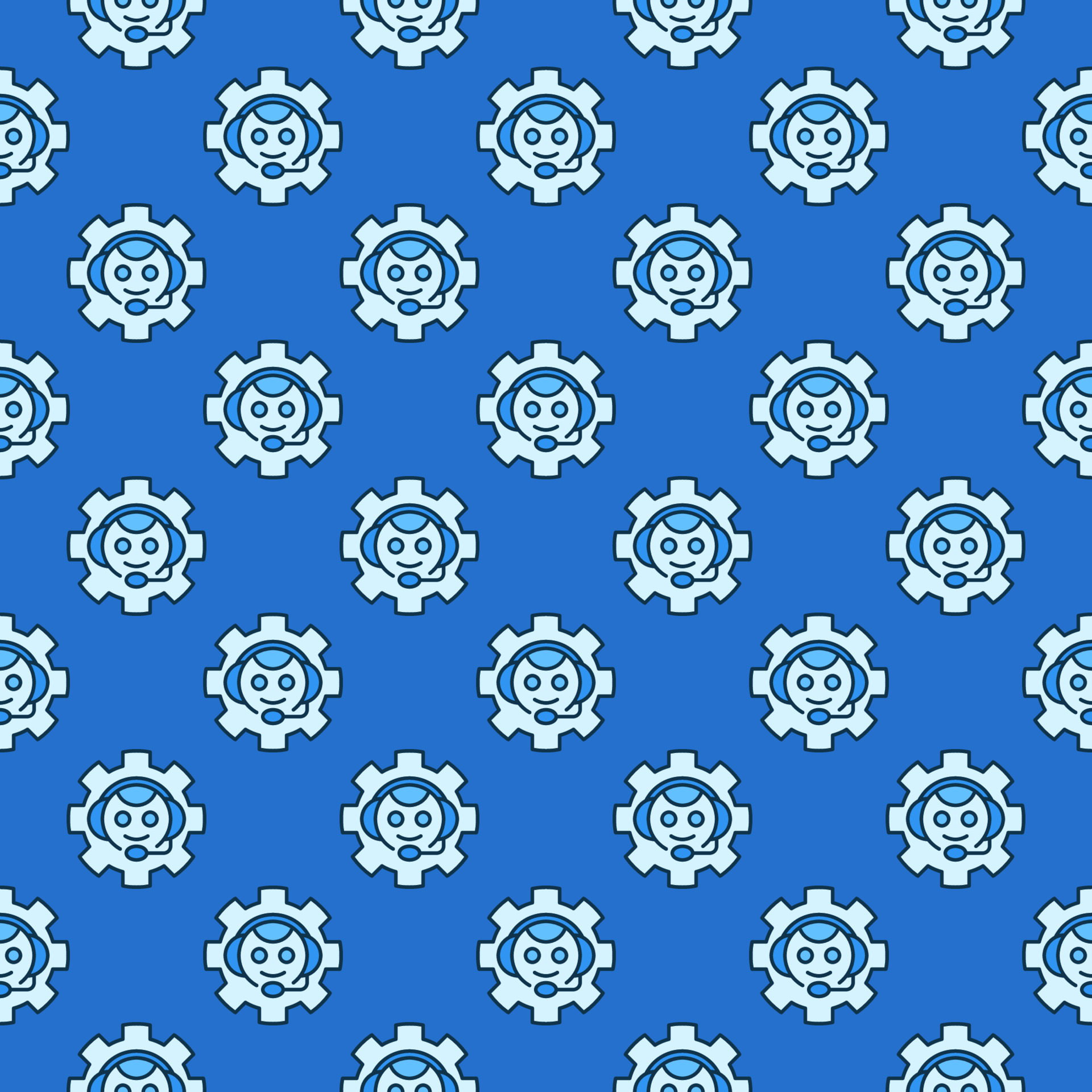 Chatbot In Gear Vector Bot Settings Colored Seamless Pattern 23093078 Vector Art At Vecteezy